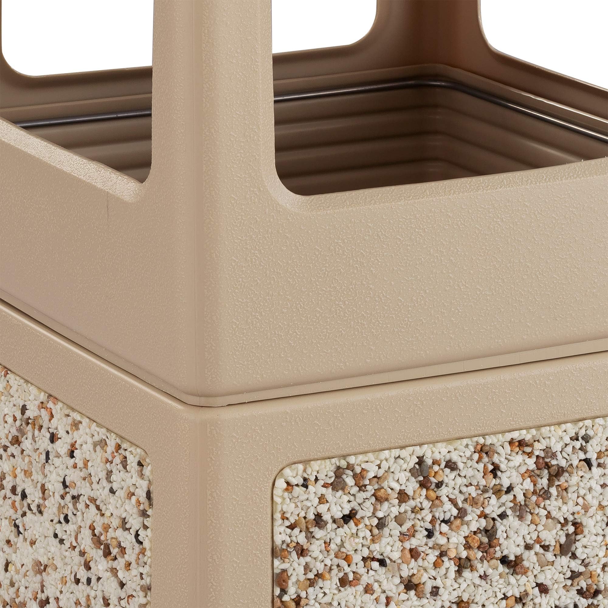 Safco Products Canmeleon Outdoor/Indoor Aggregate Panel Trash Can 9472TN, Tan, Natural Stone Panels, Outdoor/Indoor Use, 38-Gallon Capacity