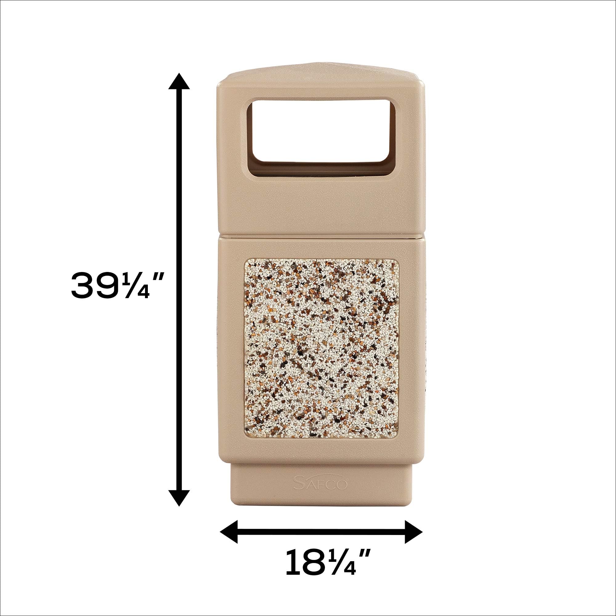 Safco Products Canmeleon Outdoor/Indoor Aggregate Panel Trash Can 9472TN, Tan, Natural Stone Panels, Outdoor/Indoor Use, 38-Gallon Capacity