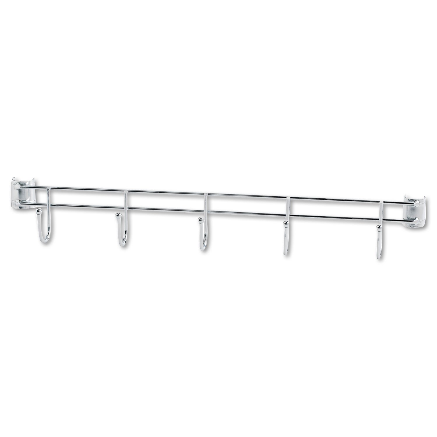 Alera Hook Bars For Wire Shelving, 5 Hooks, 24" Deep, Silver, 2 Bars/Pack
