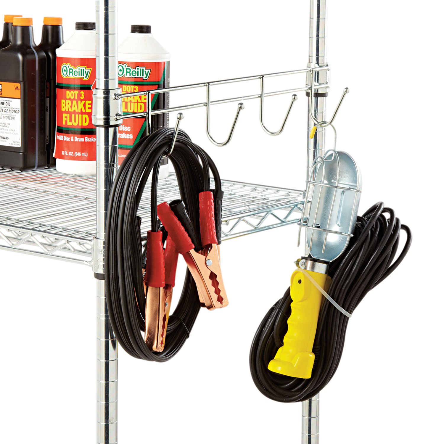 Alera Hook Bars For Wire Shelving, 5 Hooks, 24" Deep, Silver, 2 Bars/Pack