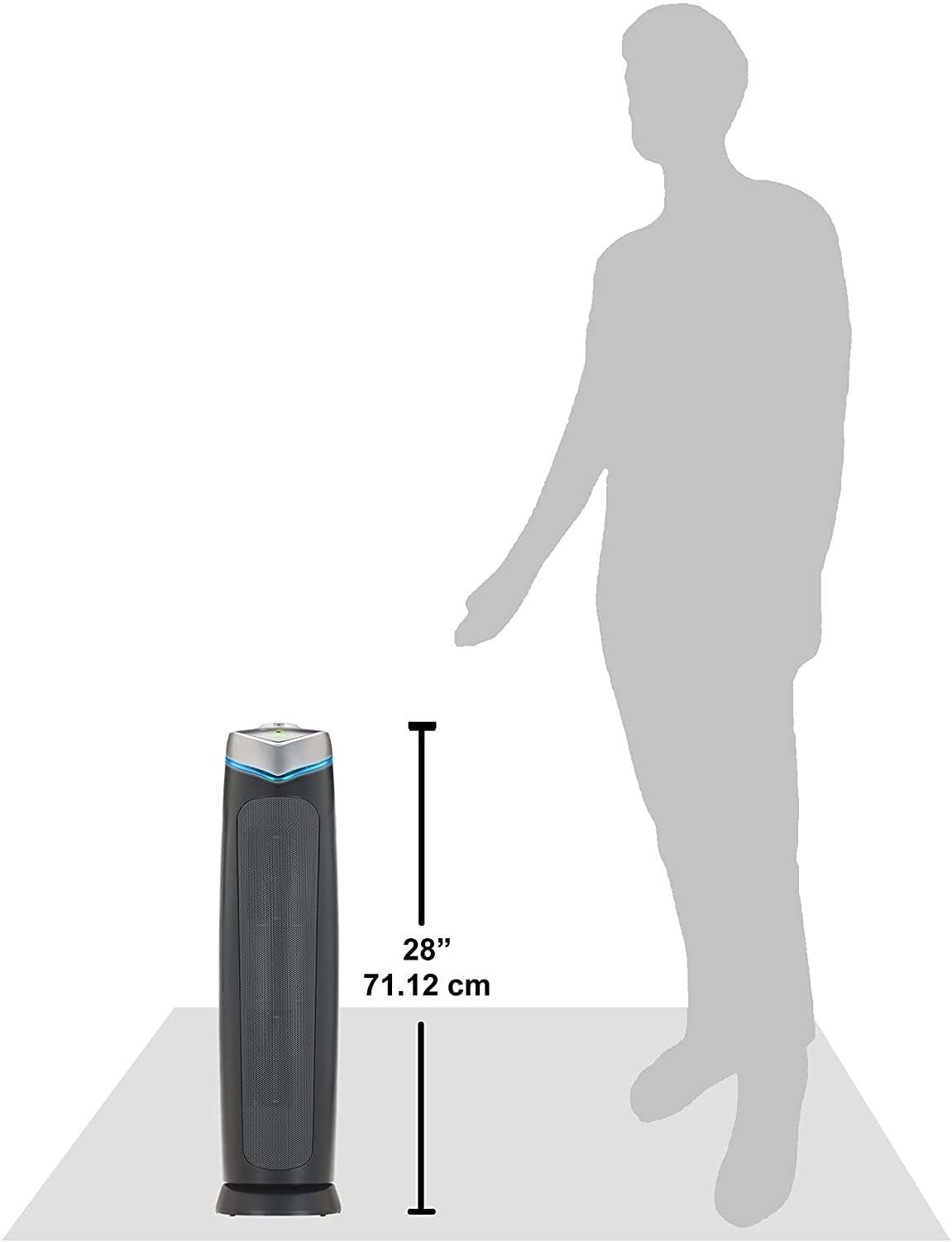 Germ Guardian AC5000 28” 3-in-1 True HEPA Filter Air Purifier for Home, Large Rooms, UV-C Light Kills Germs, Filters Allergies, Smoke, Dust, Pet Dander, & Odors, 5-Yr Wty, GermGuardian, Grey