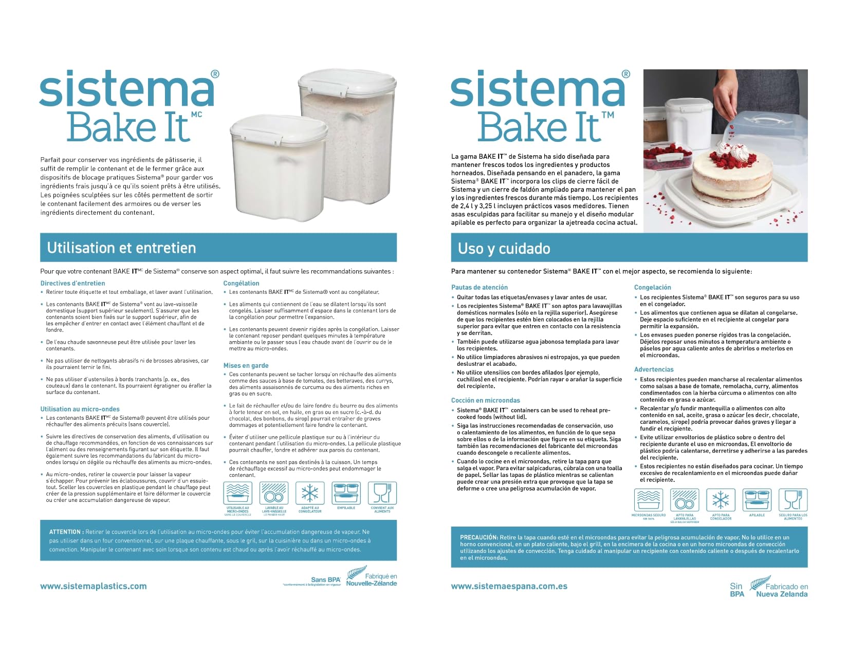 Sistema Bake It Food Storage for Baking Ingredients, Powdered Sugar Container 6.6 Cups
