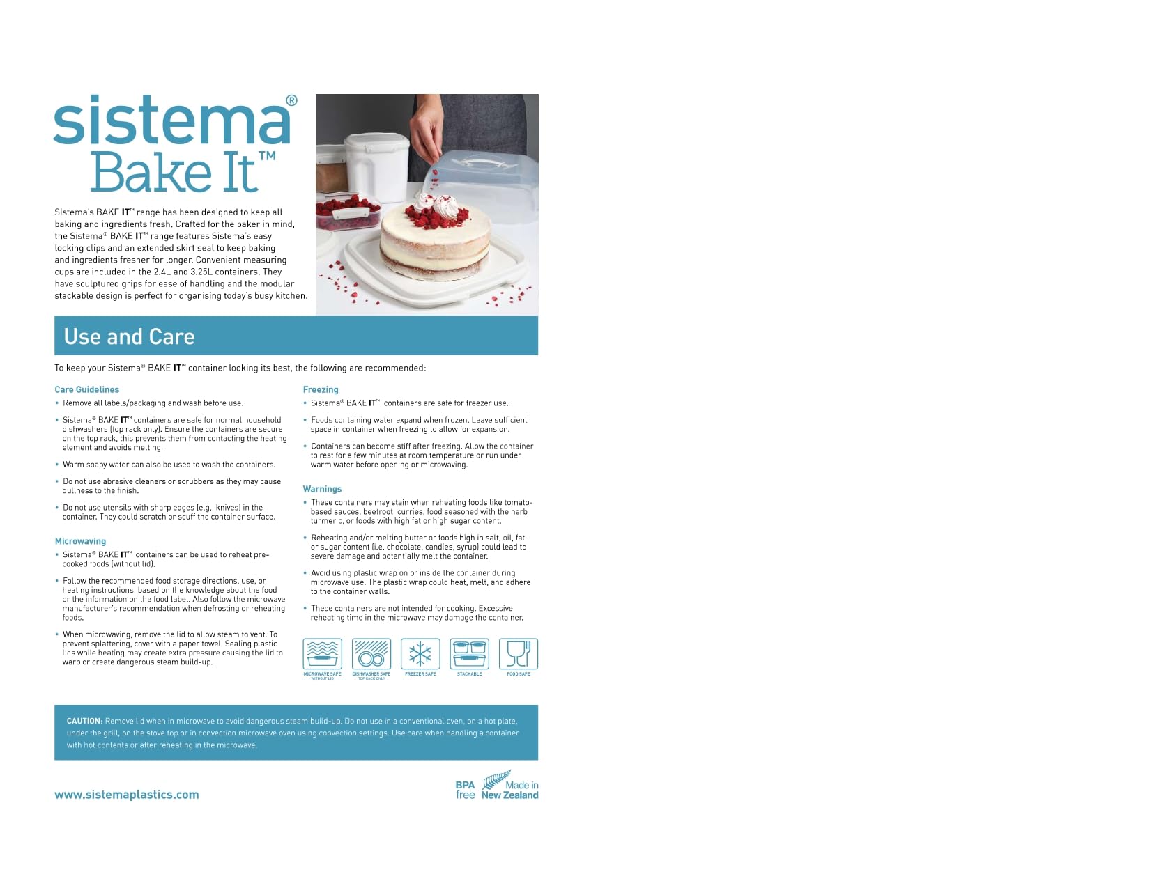 Sistema Bake It Food Storage for Baking Ingredients, Powdered Sugar Container 6.6 Cups