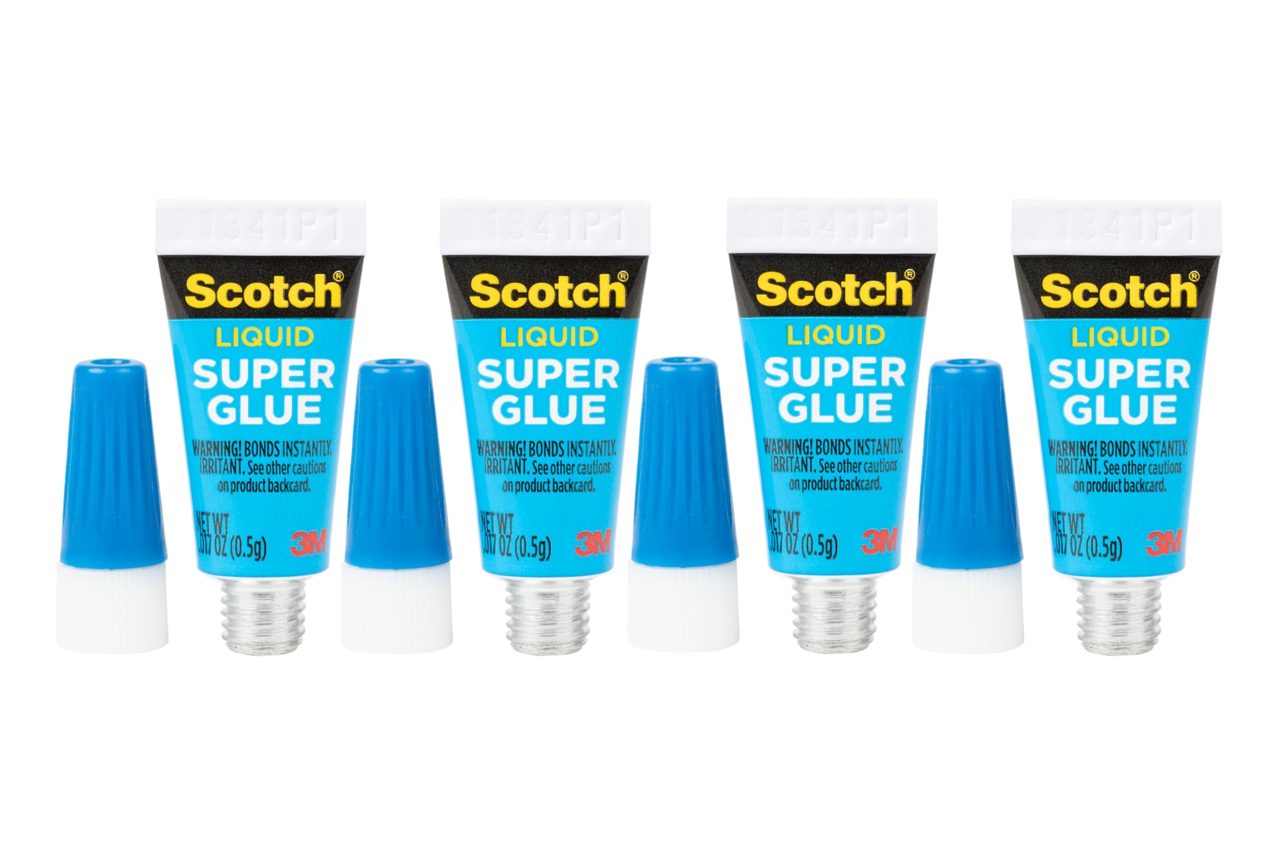 Scotch Super Glue Liquid, 4-Pack of Single-Use Tubes, .017 oz each, Fast Drying Liquid Formula (AD114)(packaging may vary)
