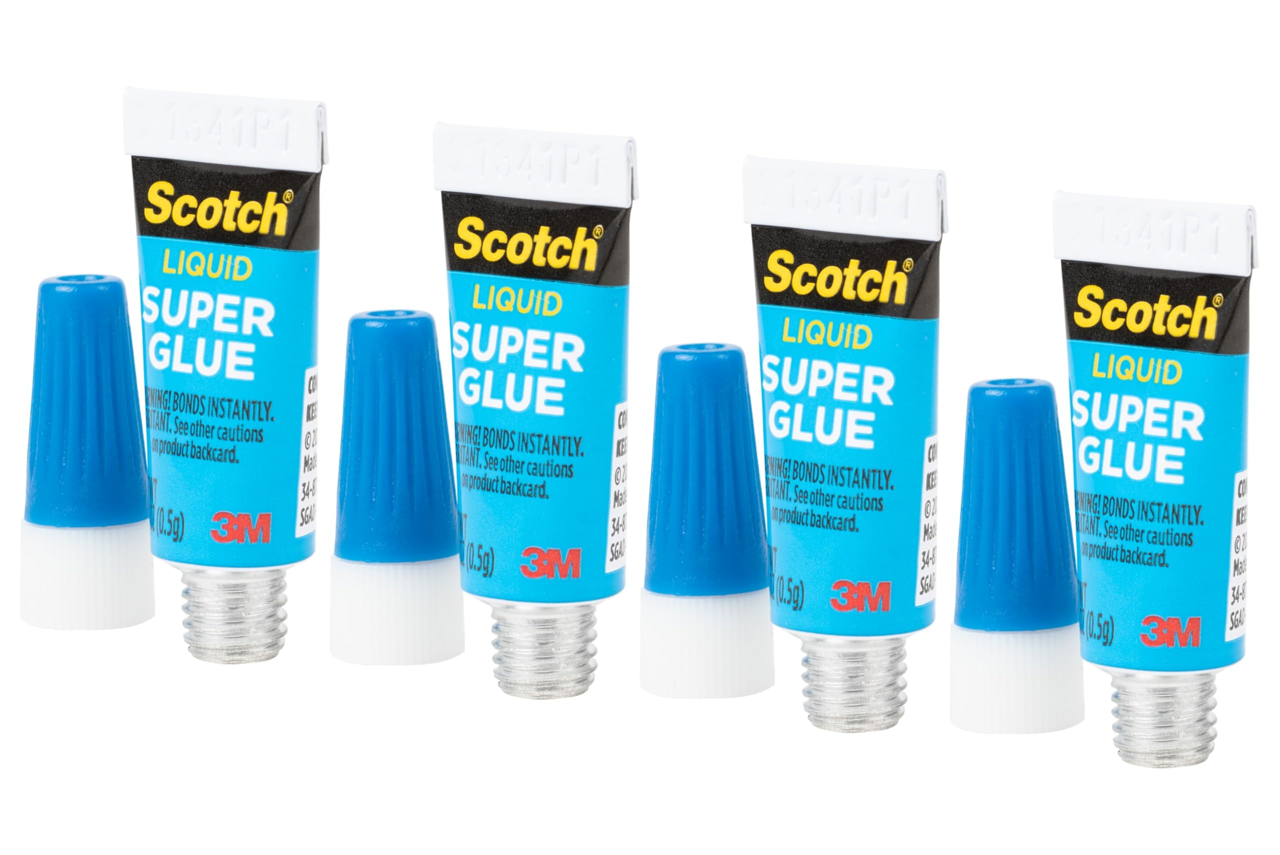 Scotch Super Glue Liquid, 4-Pack of Single-Use Tubes, .017 oz each, Fast Drying Liquid Formula (AD114)(packaging may vary)