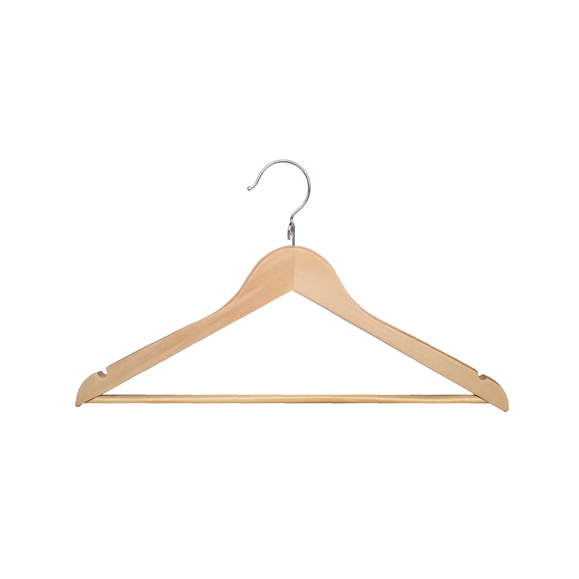 Proman Products KSA9030 Kascade Wooden Hangers 50 Pack, Unique Ring Design, Space Saving Pants Clothes Hanger with Pants Bar and Shoulder Notches, Natural