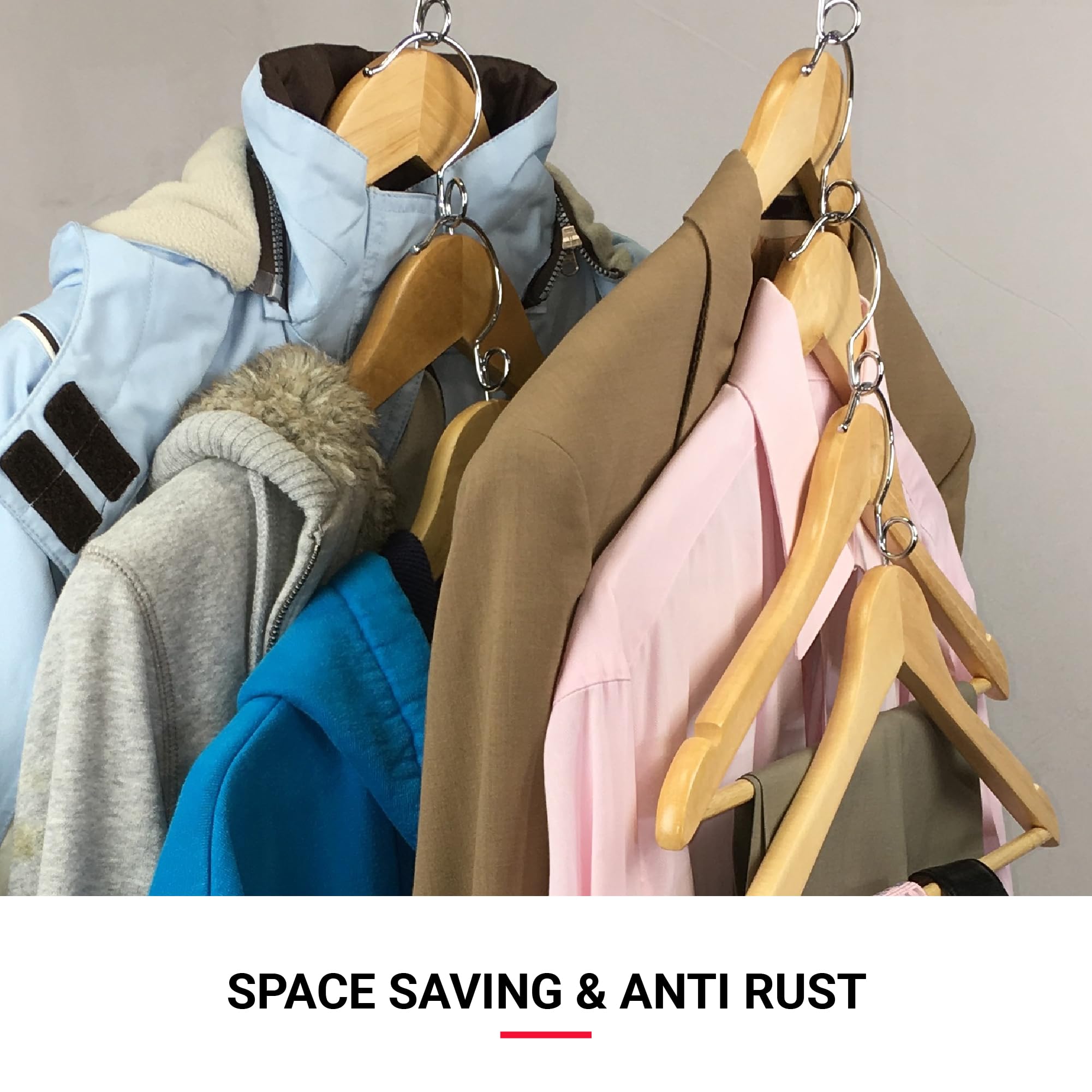 Proman Products KSA9030 Kascade Wooden Hangers 50 Pack, Unique Ring Design, Space Saving Pants Clothes Hanger with Pants Bar and Shoulder Notches, Natural