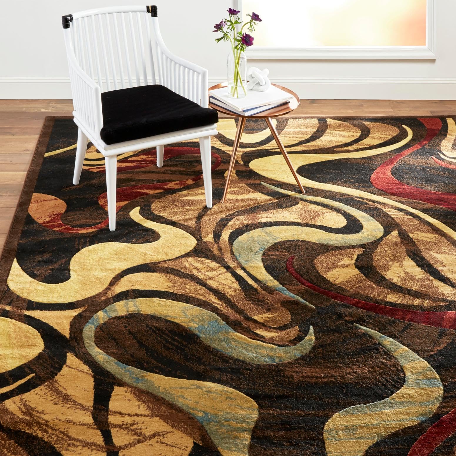 Home Dynamix Catalina Picasso Contemporary Artistic Swirl Area Rug, 7 ft 10 in x 10 ft 2 in, Black