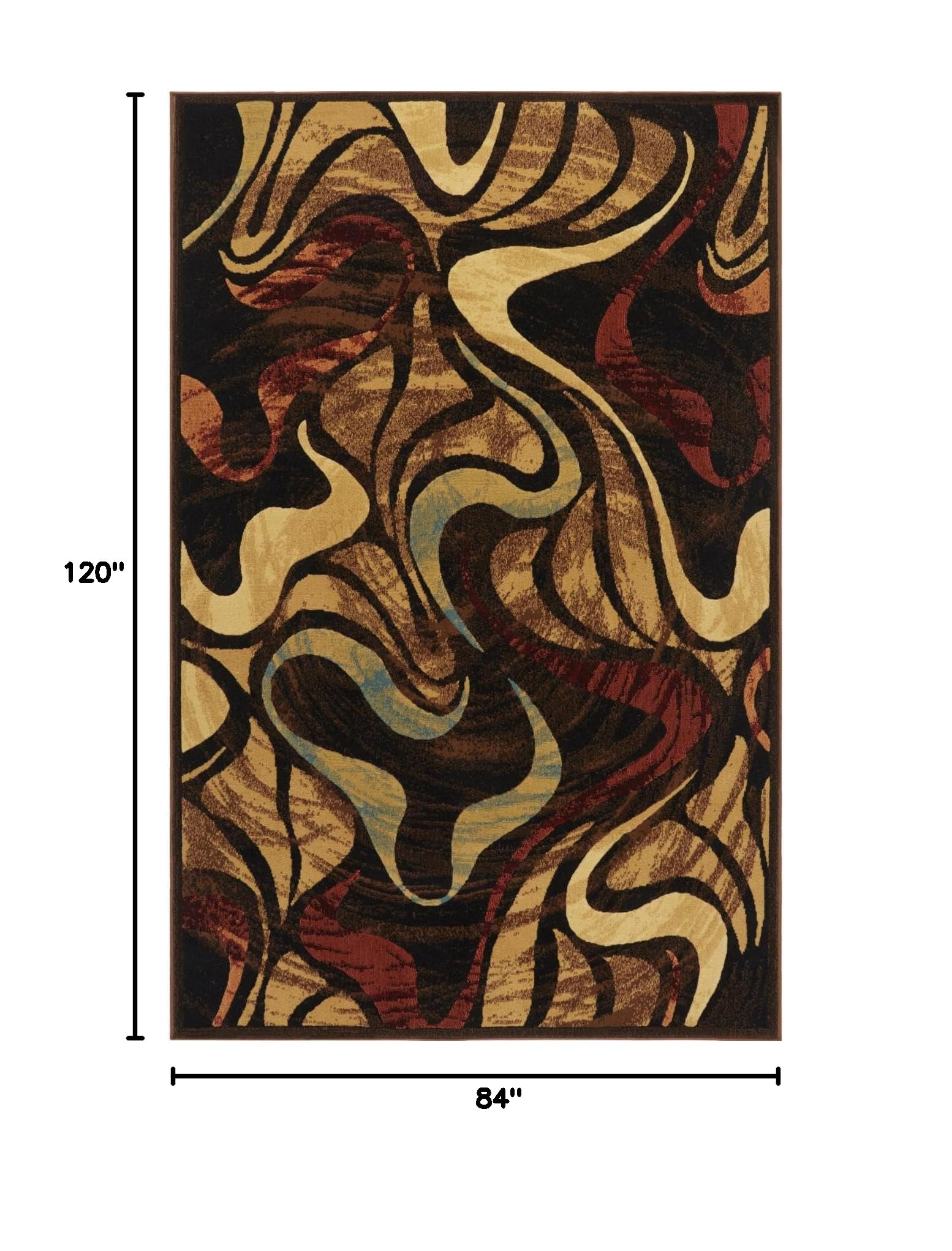Home Dynamix Catalina Picasso Contemporary Artistic Swirl Area Rug, 7 ft 10 in x 10 ft 2 in, Black