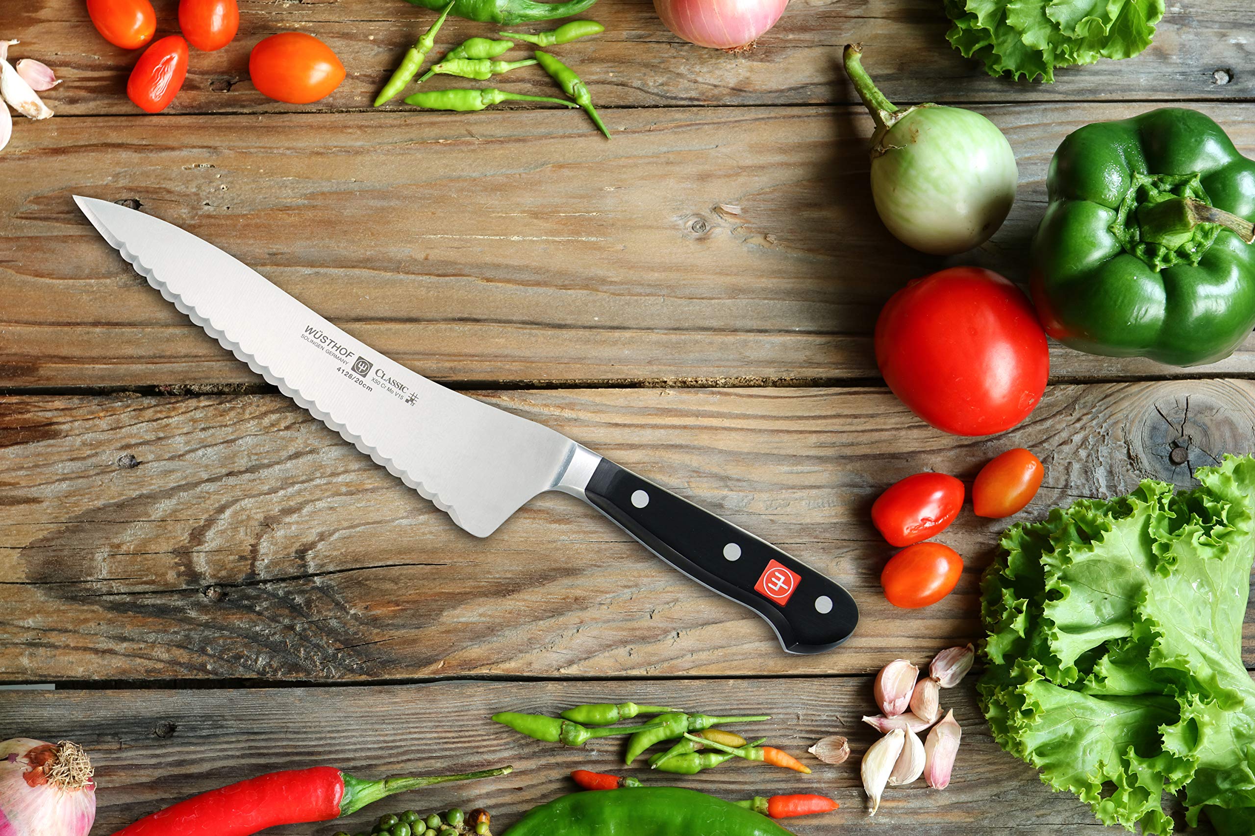 Wusthof Classic Offset Deli Knife, 8-Inch, Black, Stainless Steel