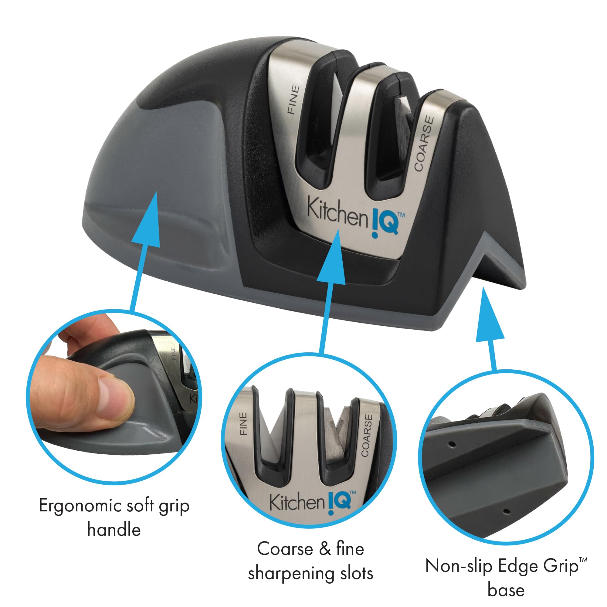 KitchenIQ 50009 Edge Grip 2-Stage Knife Sharpener, Black