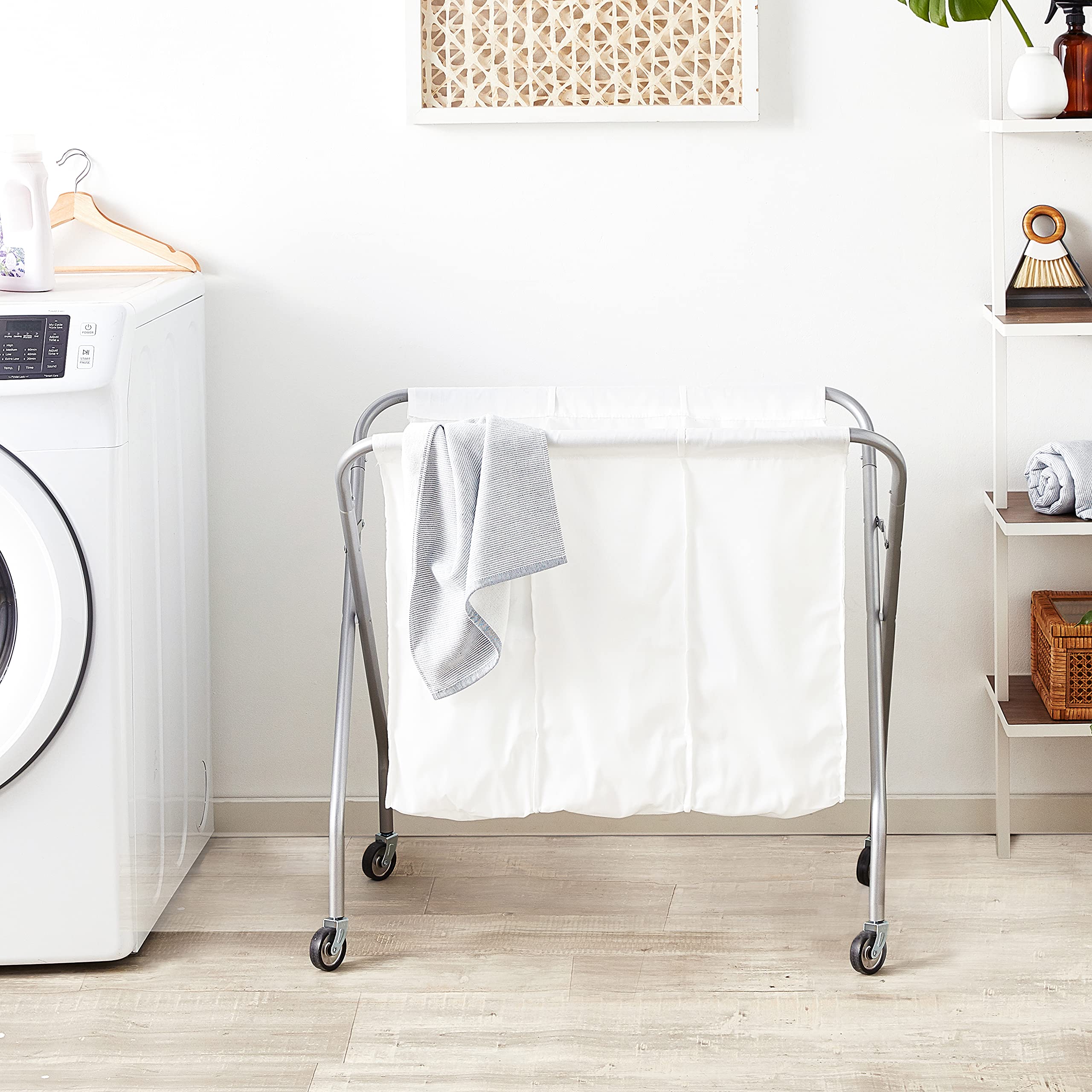 Whitmor 3 Section Laundry Sorter - Collapsible with Heavy Duty Wheels