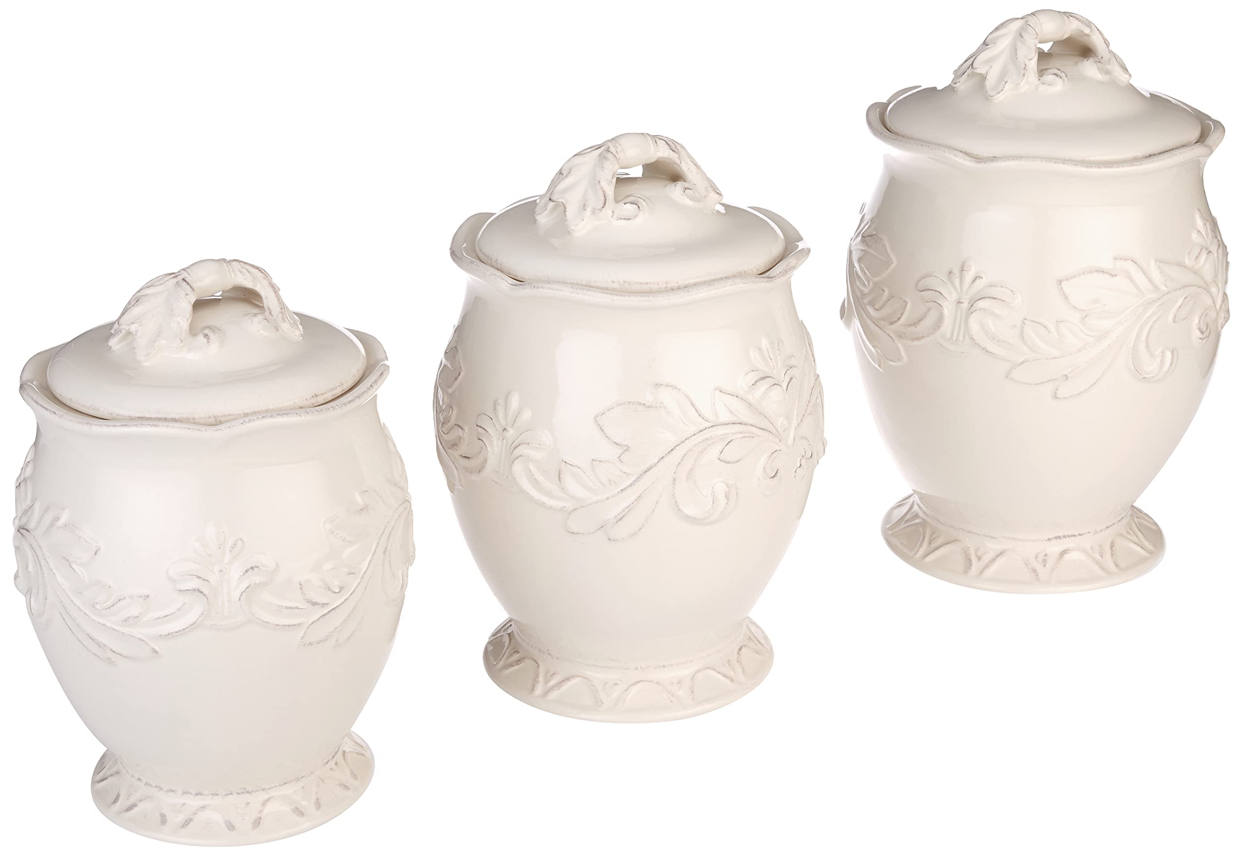 Certified International 3 Piece Firenze Ivory Canister Set, 74 oz/106 oz/144 oz