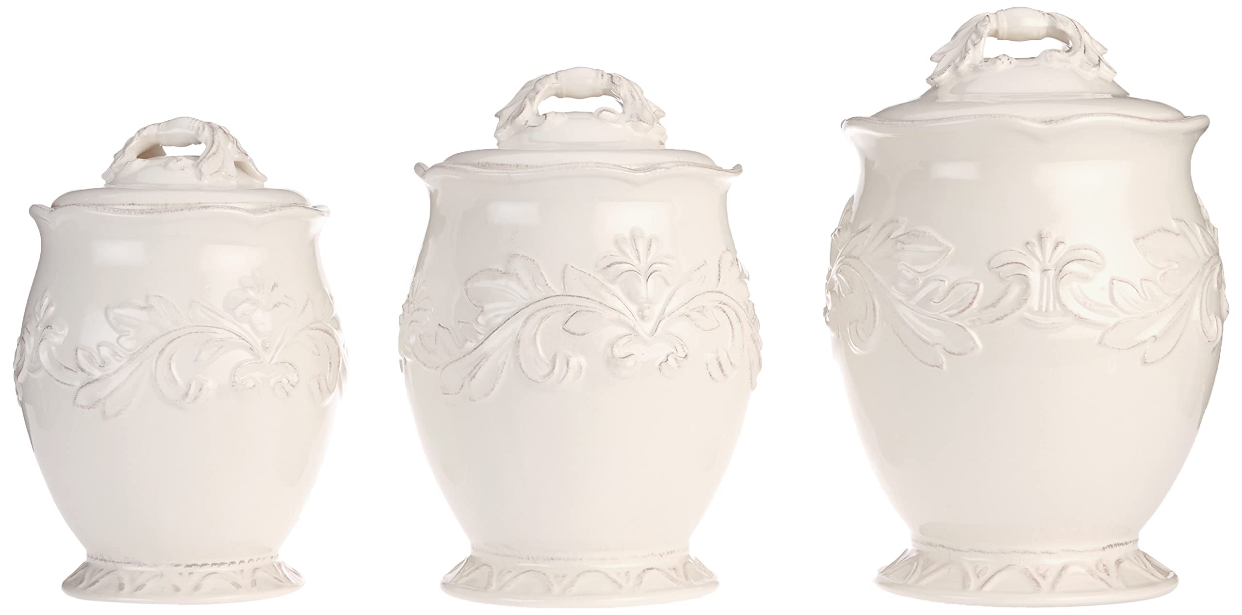 Certified International 3 Piece Firenze Ivory Canister Set, 74 oz/106 oz/144 oz