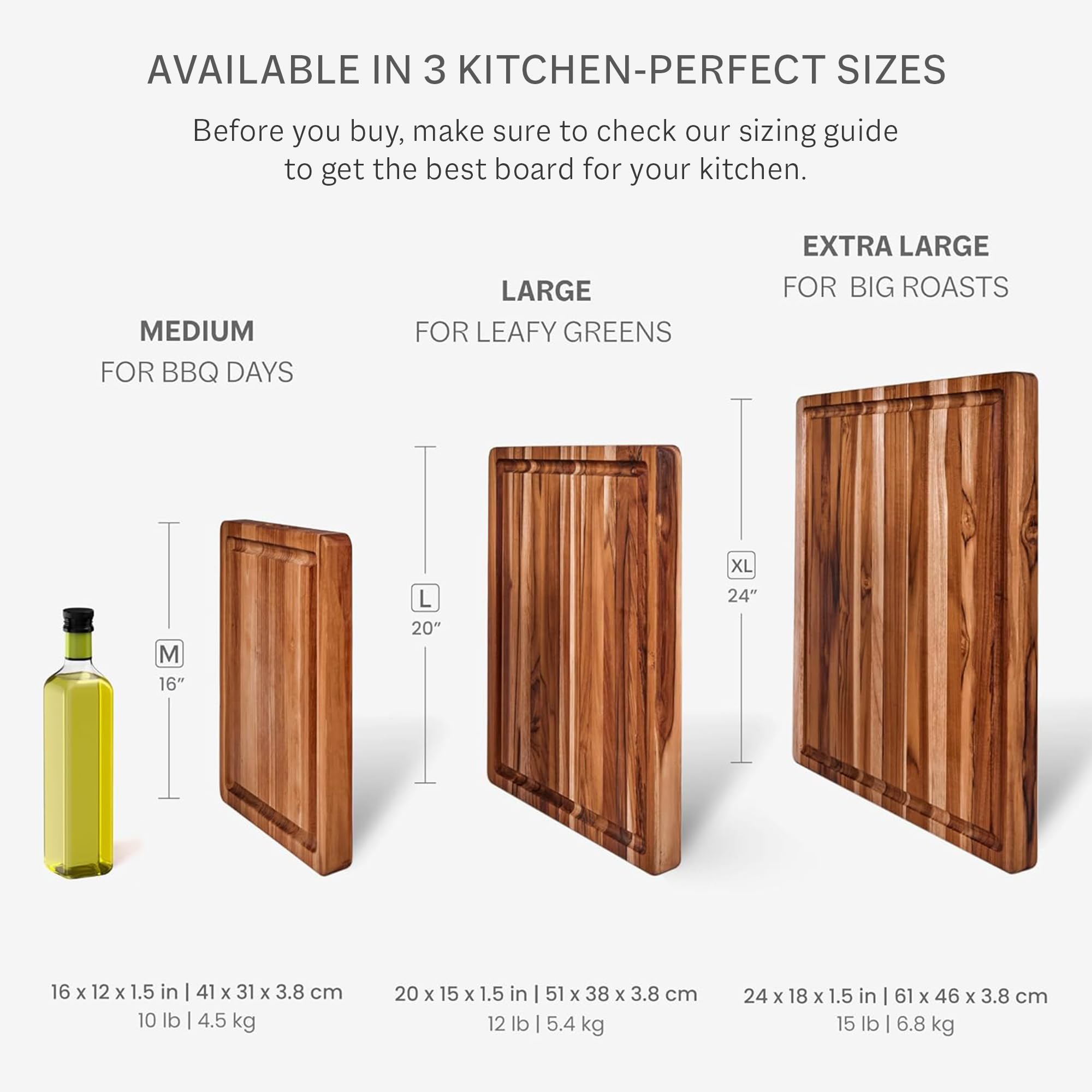 TeakHaus Edge Grain Cutting/Serving Board w/Hand Grip + Juice Canal (Rectangle) | 16" x 12" x 1.5"