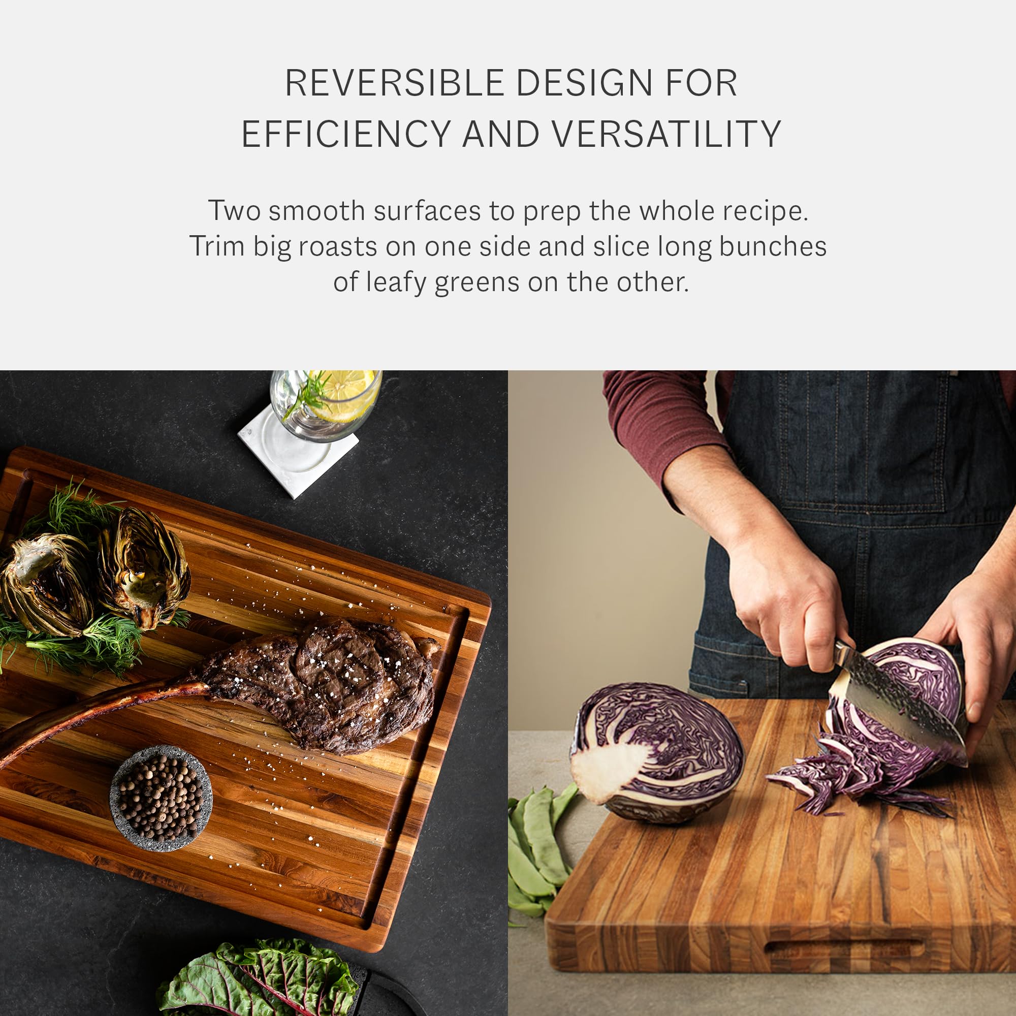 TeakHaus Edge Grain Cutting/Serving Board w/Hand Grip + Juice Canal (Rectangle) | 16" x 12" x 1.5"