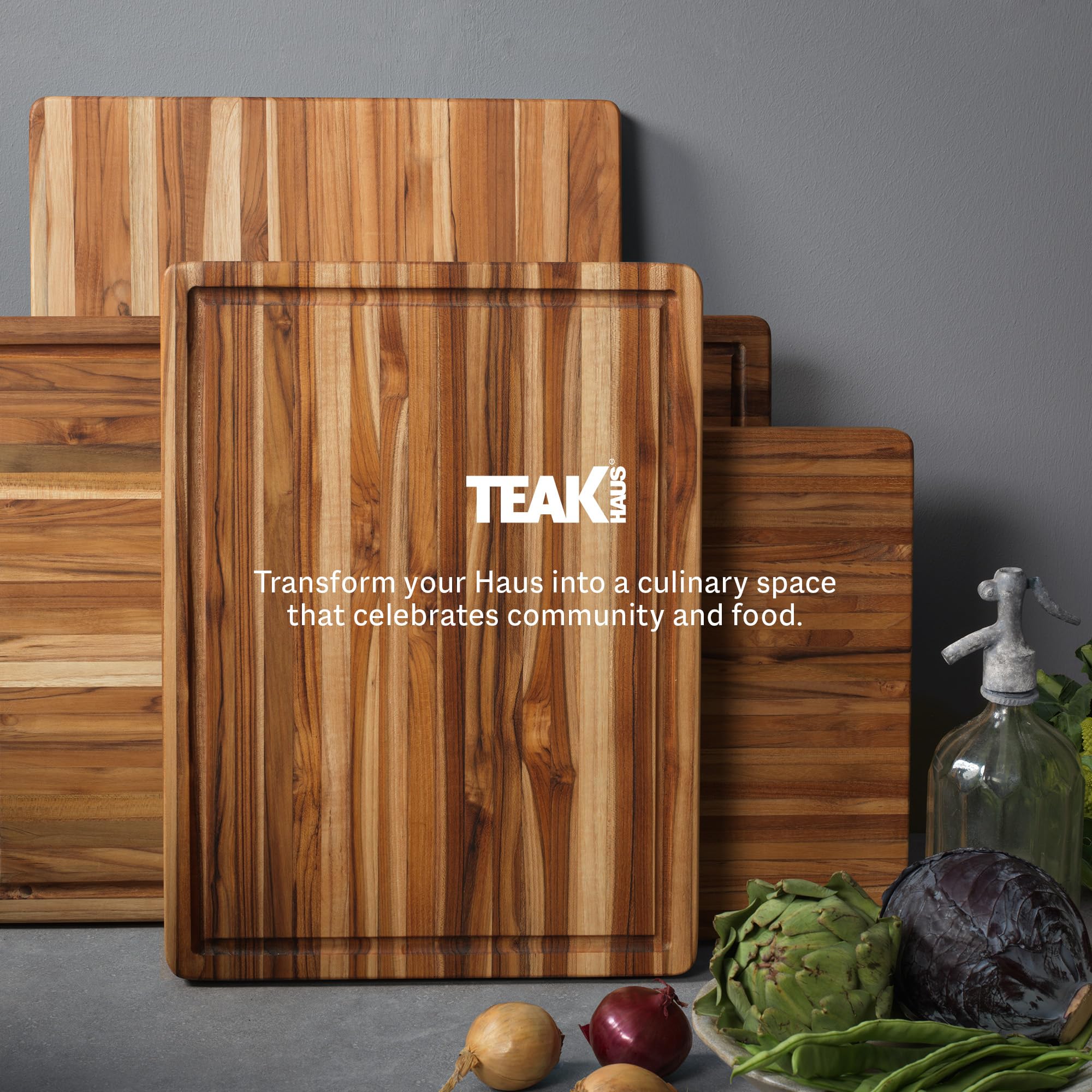 TeakHaus Edge Grain Carving Board w/Hand Grip (Rectangle) | 24" x 18" x 1.5"