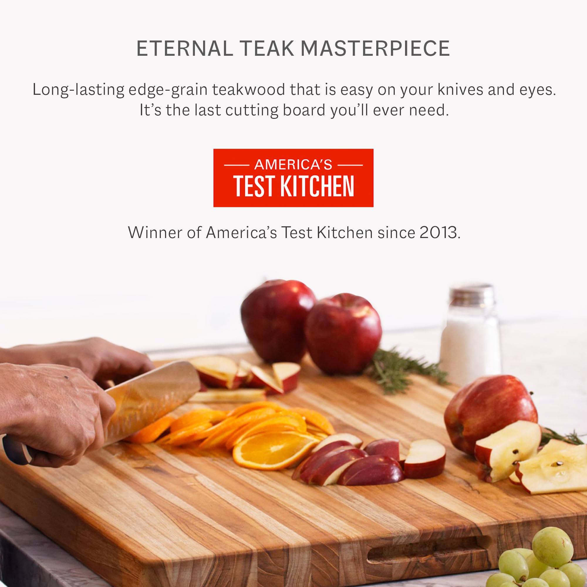 TeakHaus Edge Grain Carving Board w/ Hand Grip + Juice Canal (Rectangle) | 24" x 18" x 1.5"