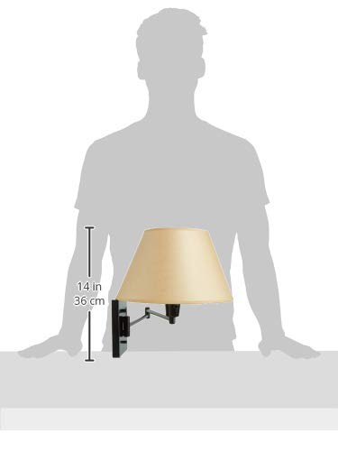 Kenroy Home 30110BLKP Simplicity Wall Swing Arm Lamp with Matte Black Finish, Modern Style, 14" Height, 15.5" Width, 25" Depth