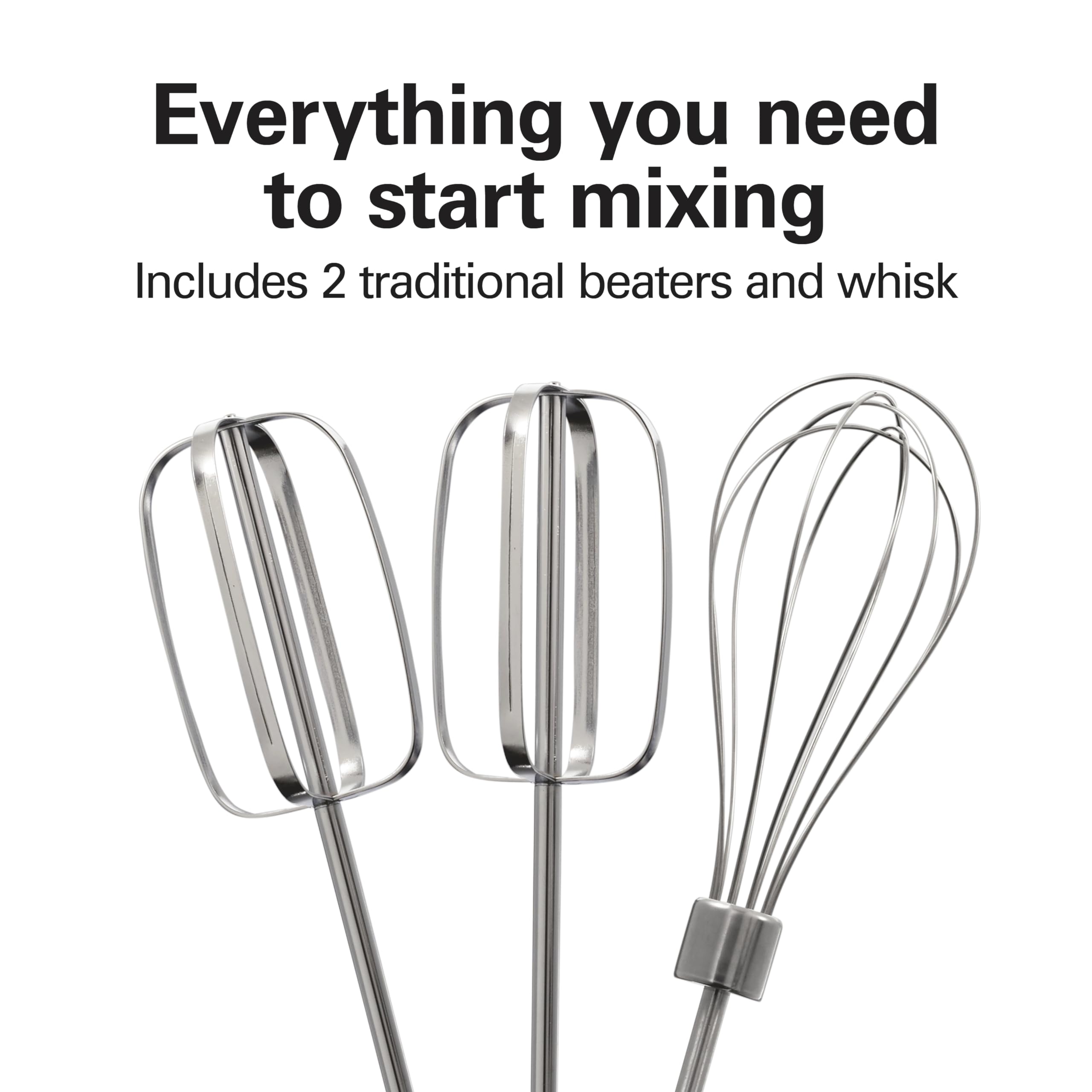 Hamilton Beach 6-Speed Electric Hand Mixer with Whisk, Traditional Beaters, Snap-On Storage Case, White
