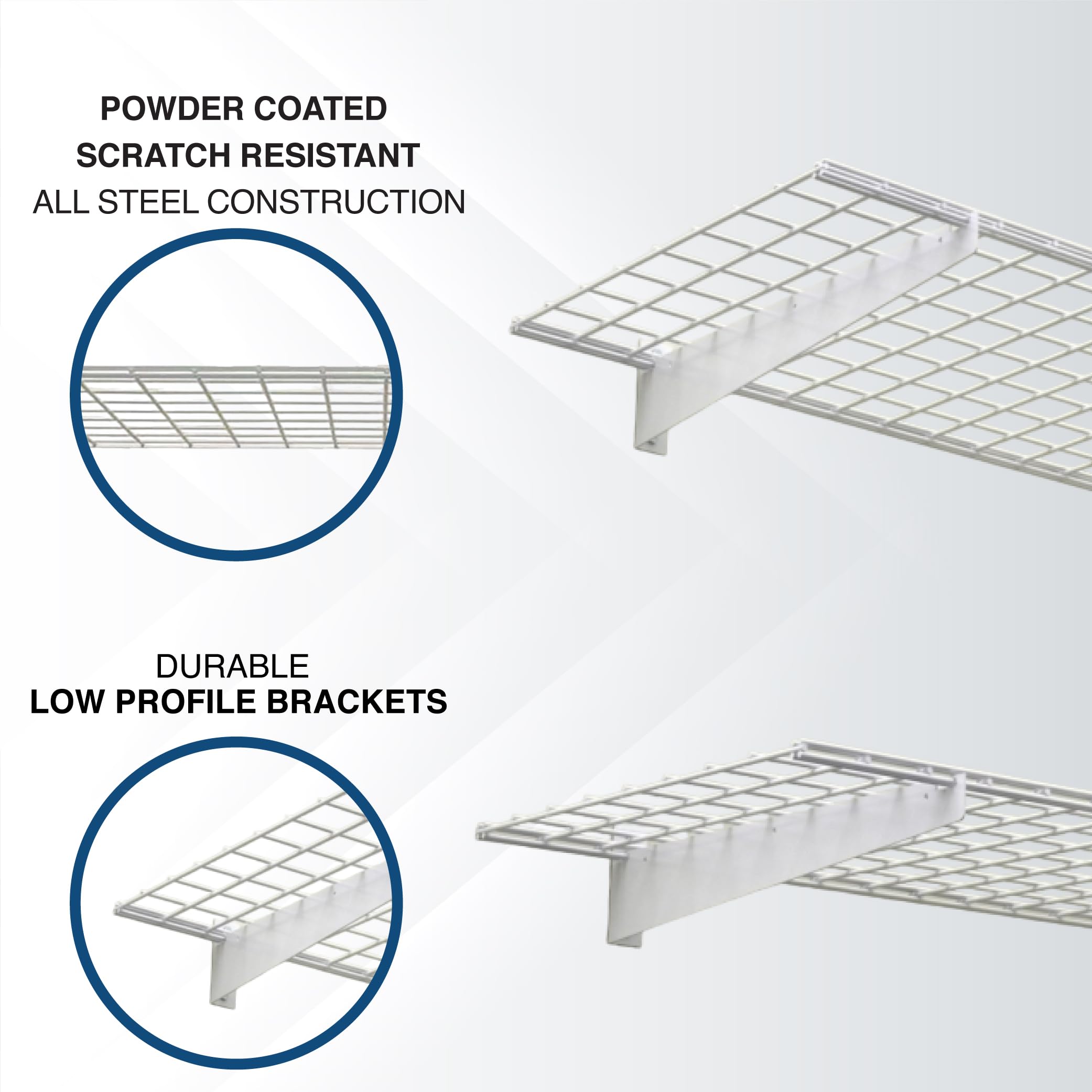 HyLoft 00967 45-Inch by 15-Inch Steel Wall Shelf for Garage Storage, Low-Profile Brackets, Off White, 2-Pack