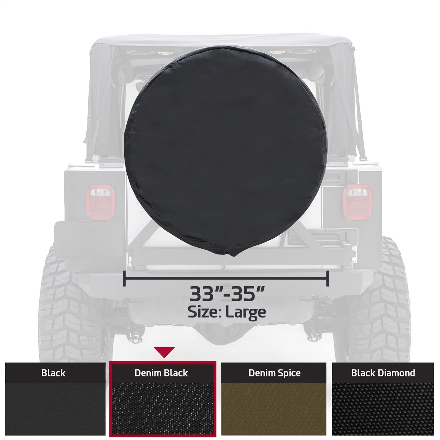 Smittybilt 773515 Denim Black Large Spare Tire Cover