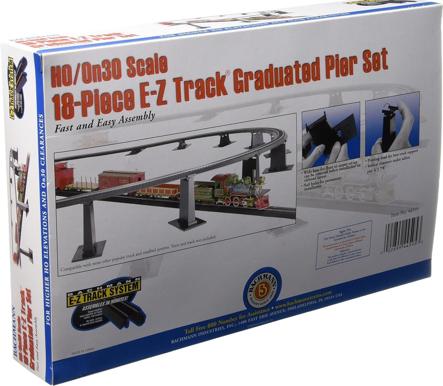 Bachmann Trains 18 PC. E-Z TRACK GRADUATED PIER SET - For Use with HO or On30 Scale E-Z Track , White