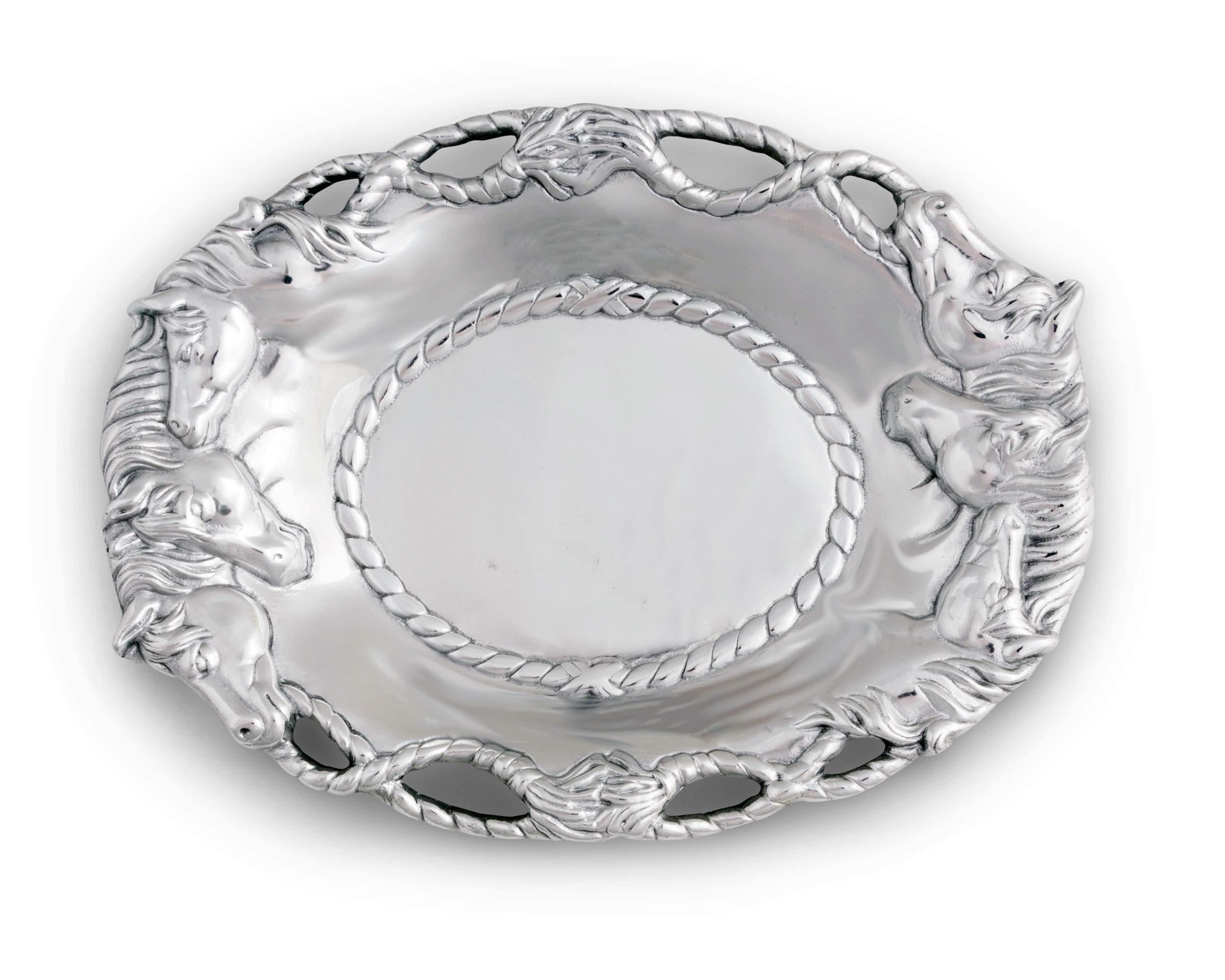 Arthur Court Designs Metal Aluminum Equestrian Horse Oval Serving Tray / Platter 14 inch x 10 inch