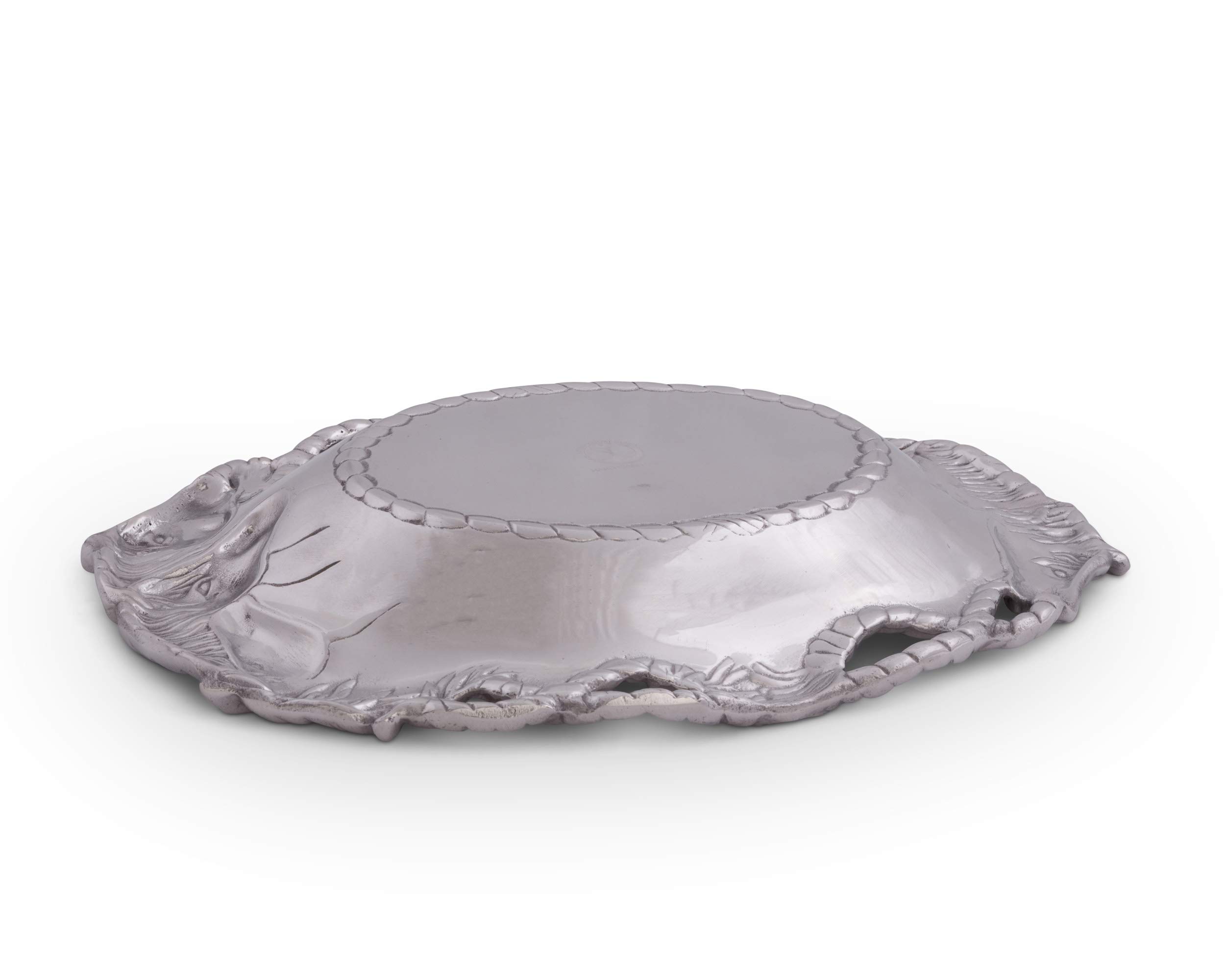 Arthur Court Designs Metal Aluminum Equestrian Horse Oval Serving Tray / Platter 14 inch x 10 inch