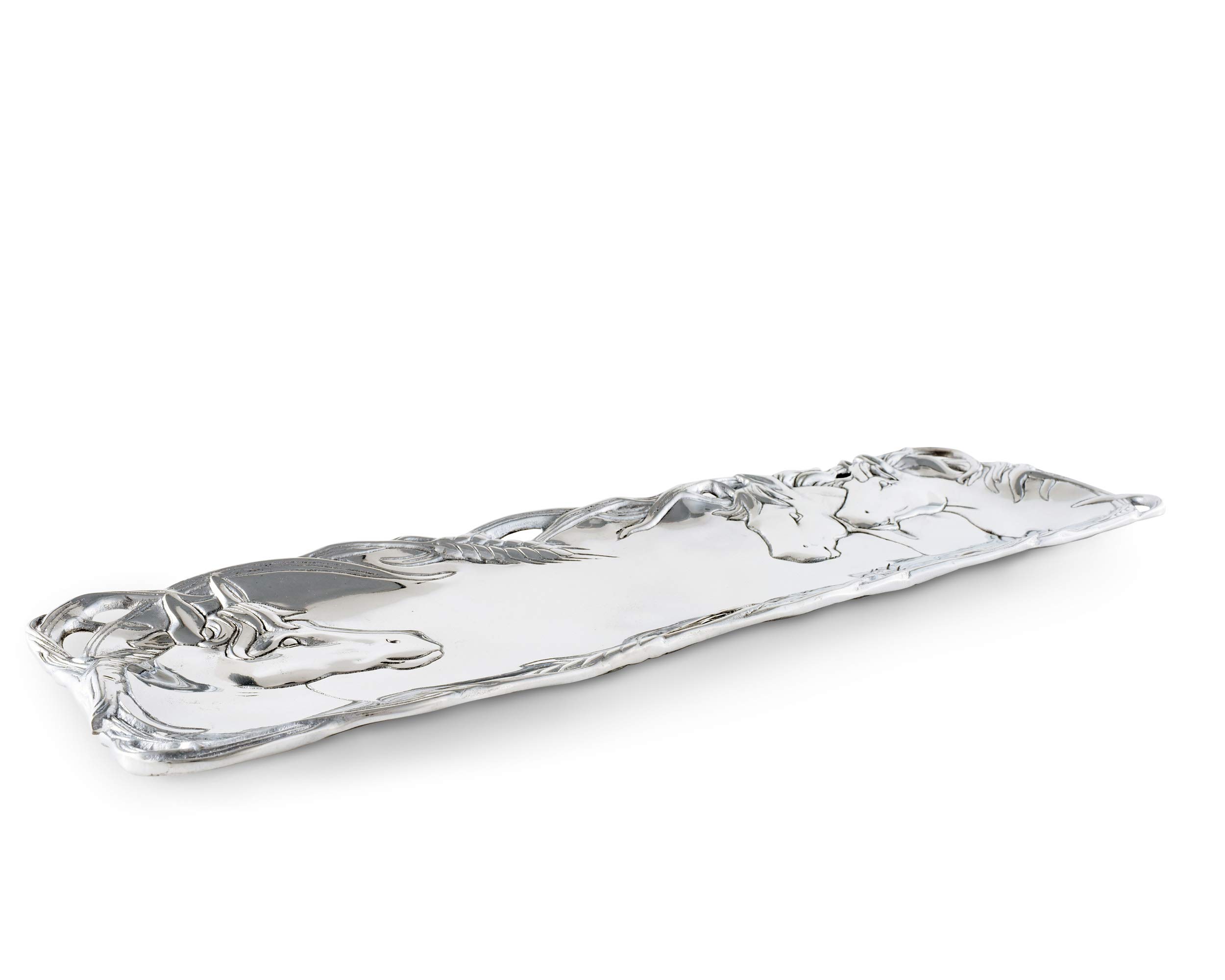 Arthur Court Designs Aluminum Horse Equestrian Oblong Tray 19 inch x 6 inch