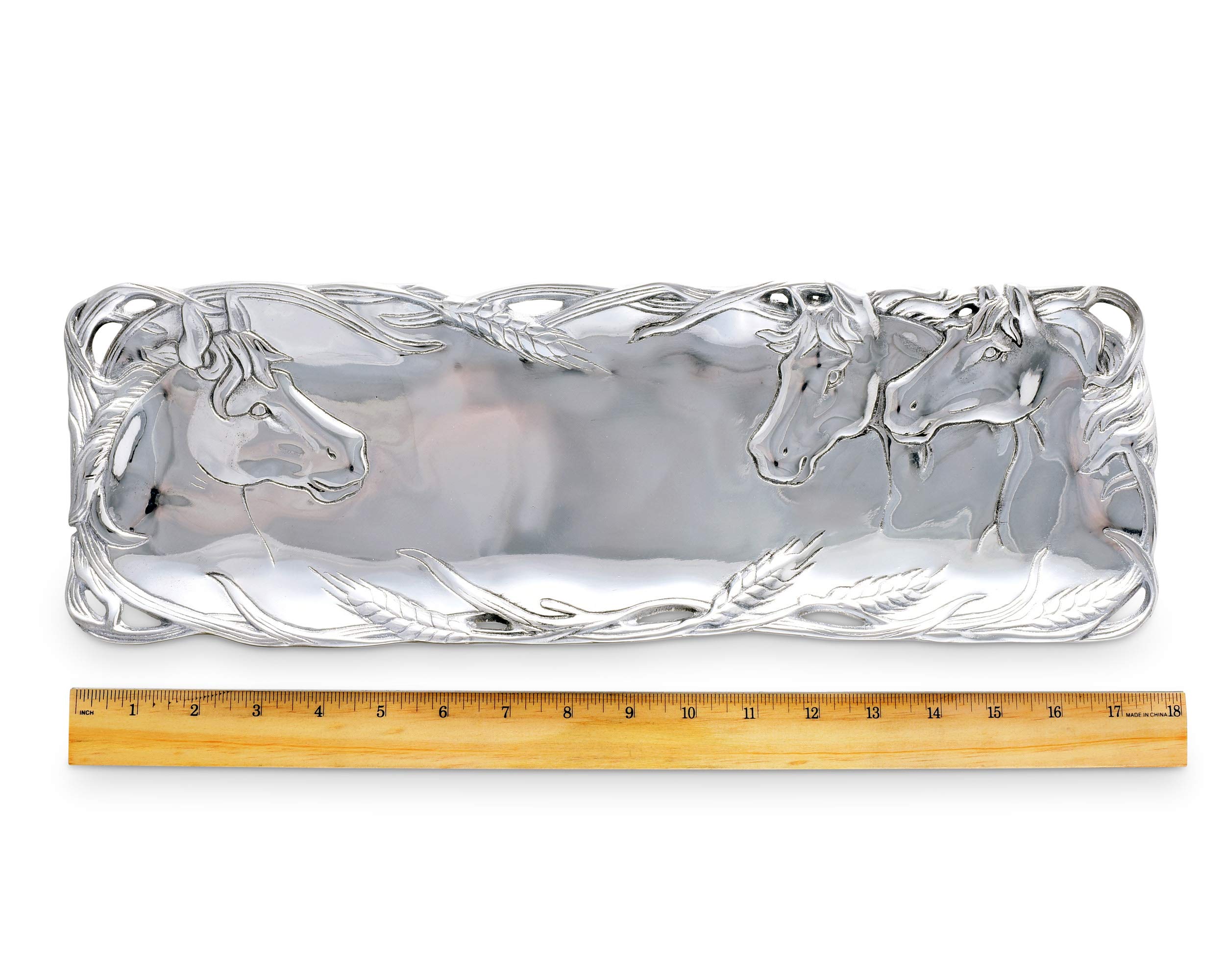 Arthur Court Designs Aluminum Horse Equestrian Oblong Tray 19 inch x 6 inch