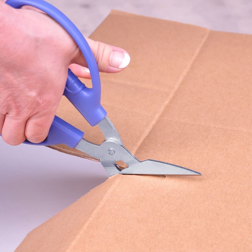 CANARY Corrugated Cardboard Scissors, Heavy Dudy Craft Scissors Japanese Stainless Steel Blade, Made in JAPAN, Blue (PS-6500H)