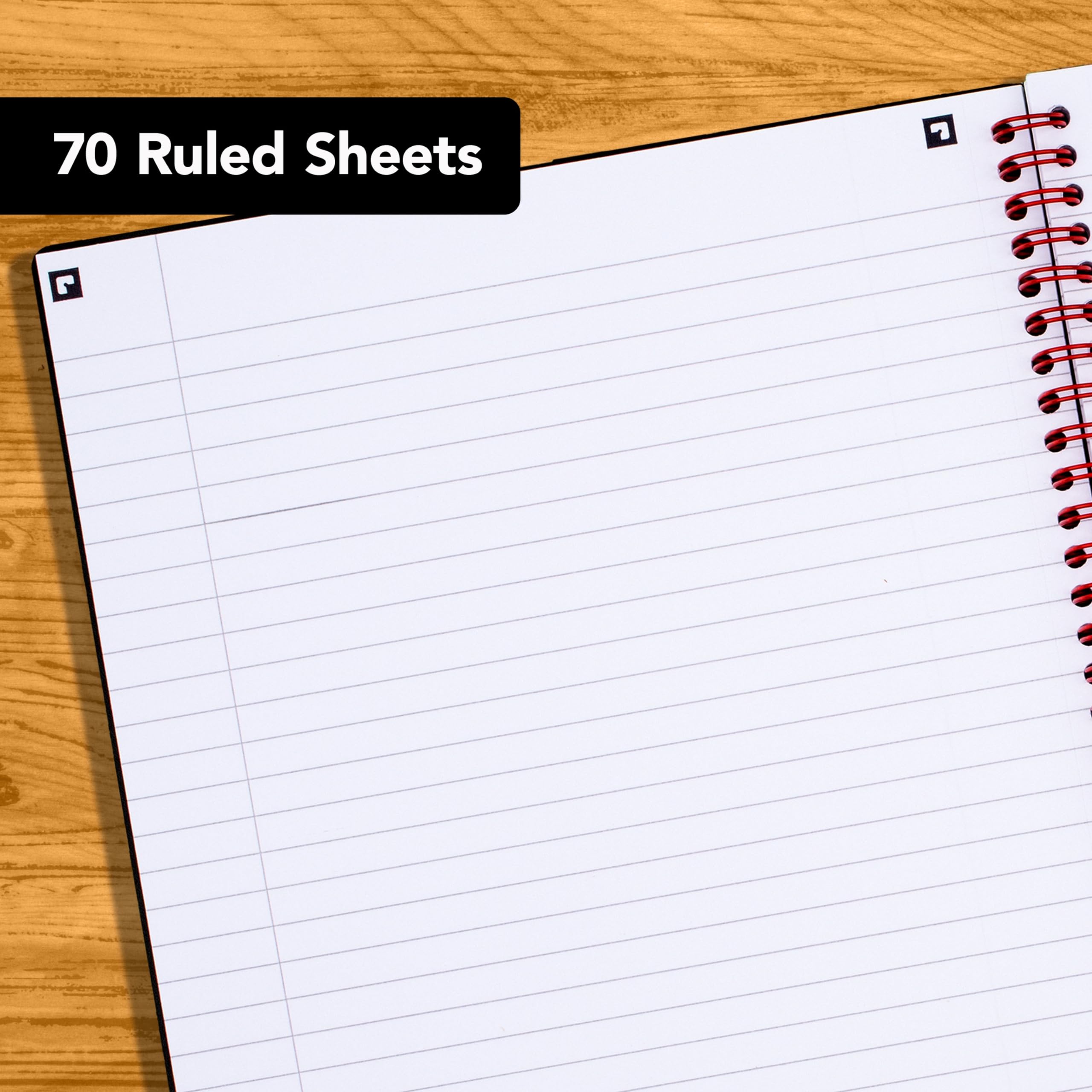 Black n' Red Notebook, Durable Poly Cover, Premium Optik Paper, Scribzee App Compatible, Environmentally Friendly, Spiral Binding, 11" x 8-1/2", 70 Double-Sided Ruled Sheets, Secure Bungee Closure, 1 Count (K66652)