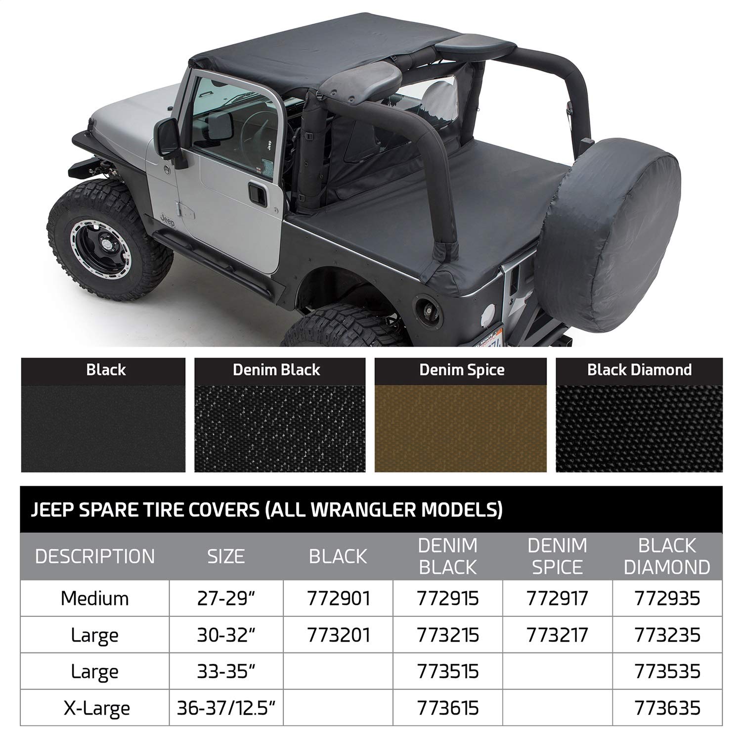Smittybilt 772917 Spice Medium Spare Tire Cover