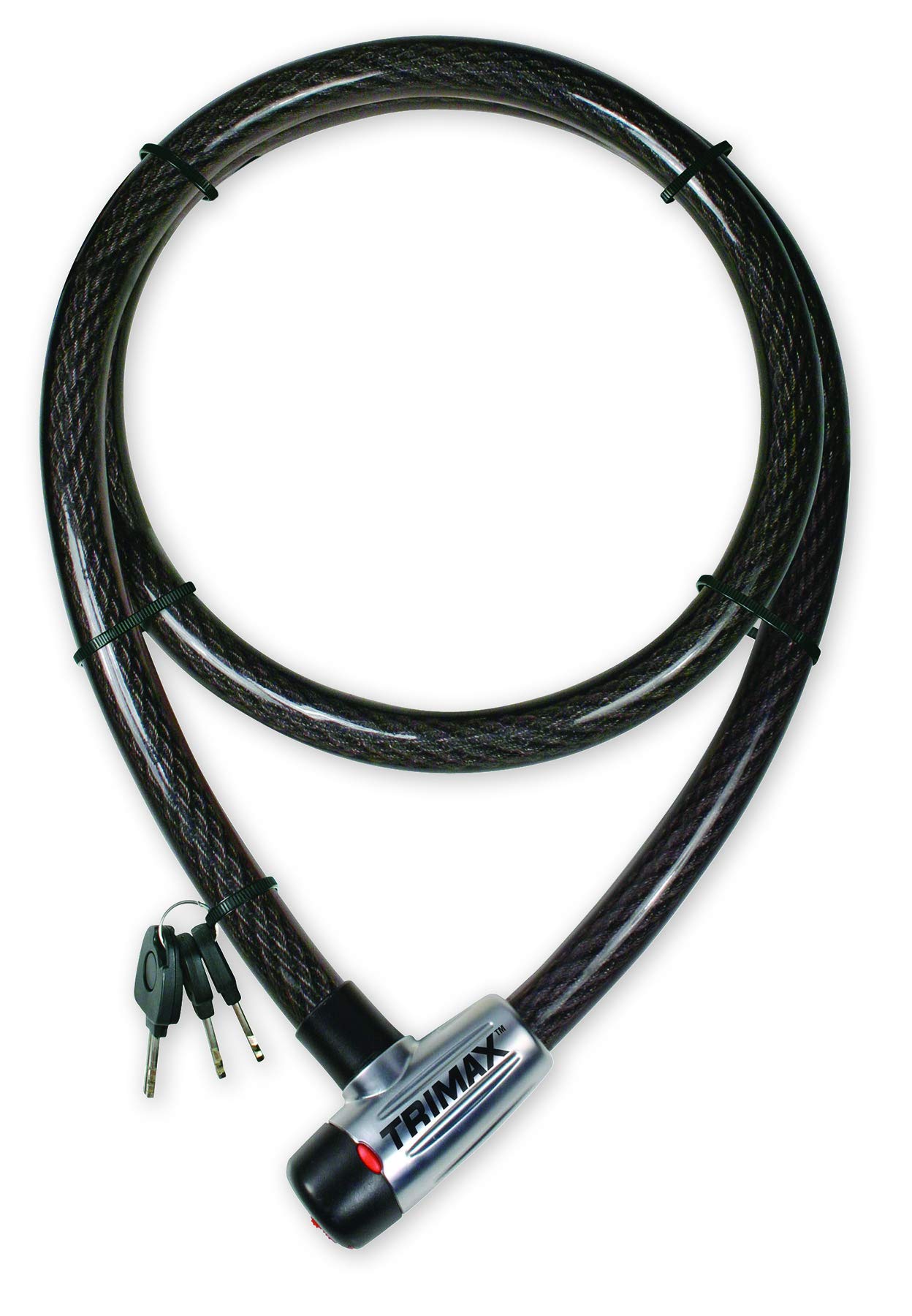 Trimax Trimaflex Integrated Keyed Cable Lock 6' L X 25Mm TQ2572, Card Packaging, Black