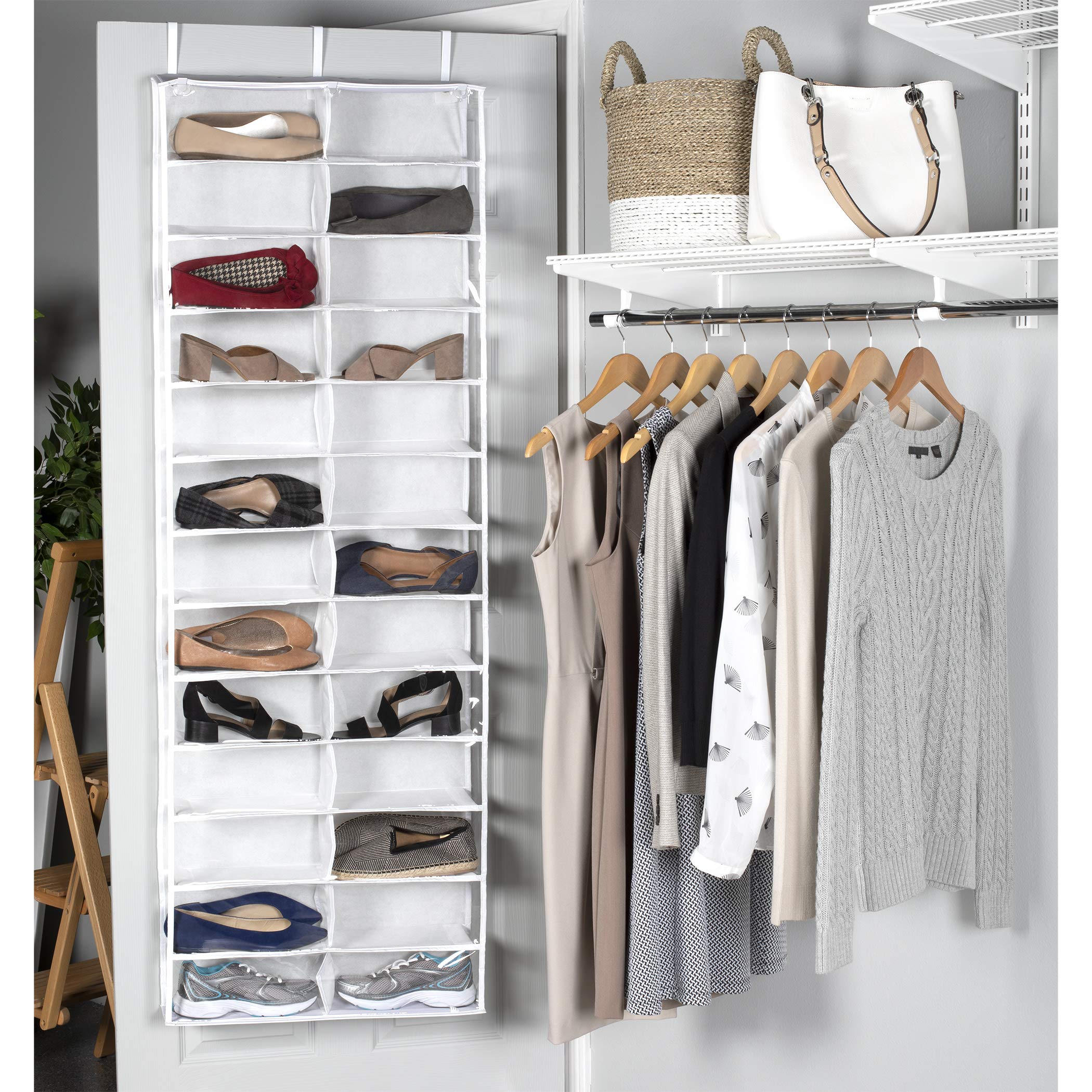 Richards Homewares Over The Door Shoe Organizer, 26-Pocket, Clear Vinyl