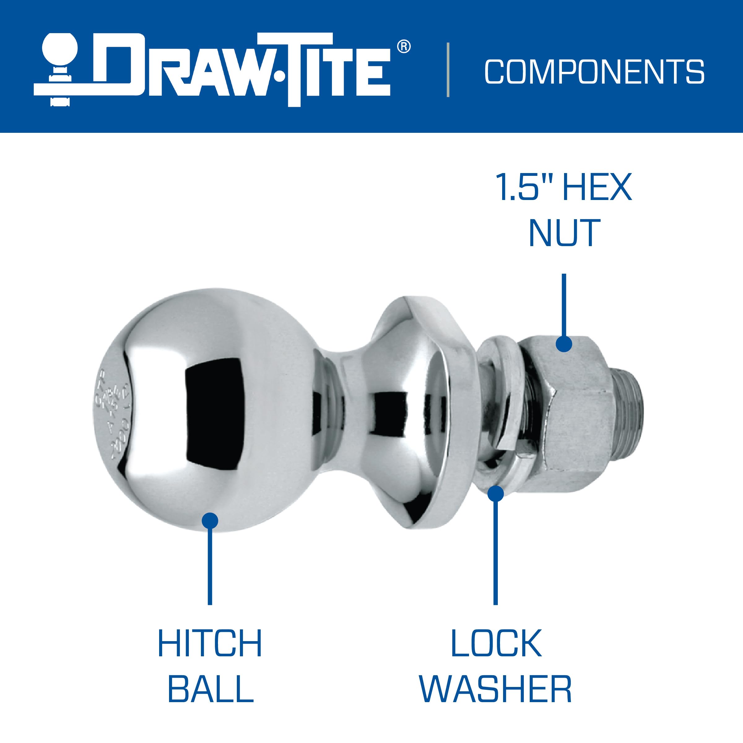 Tow Ready Reese 63816 Class I Hitch Ball, Chrome - 1-7/8" Ball x 1" x 2-1/8", 2,000 lbs.