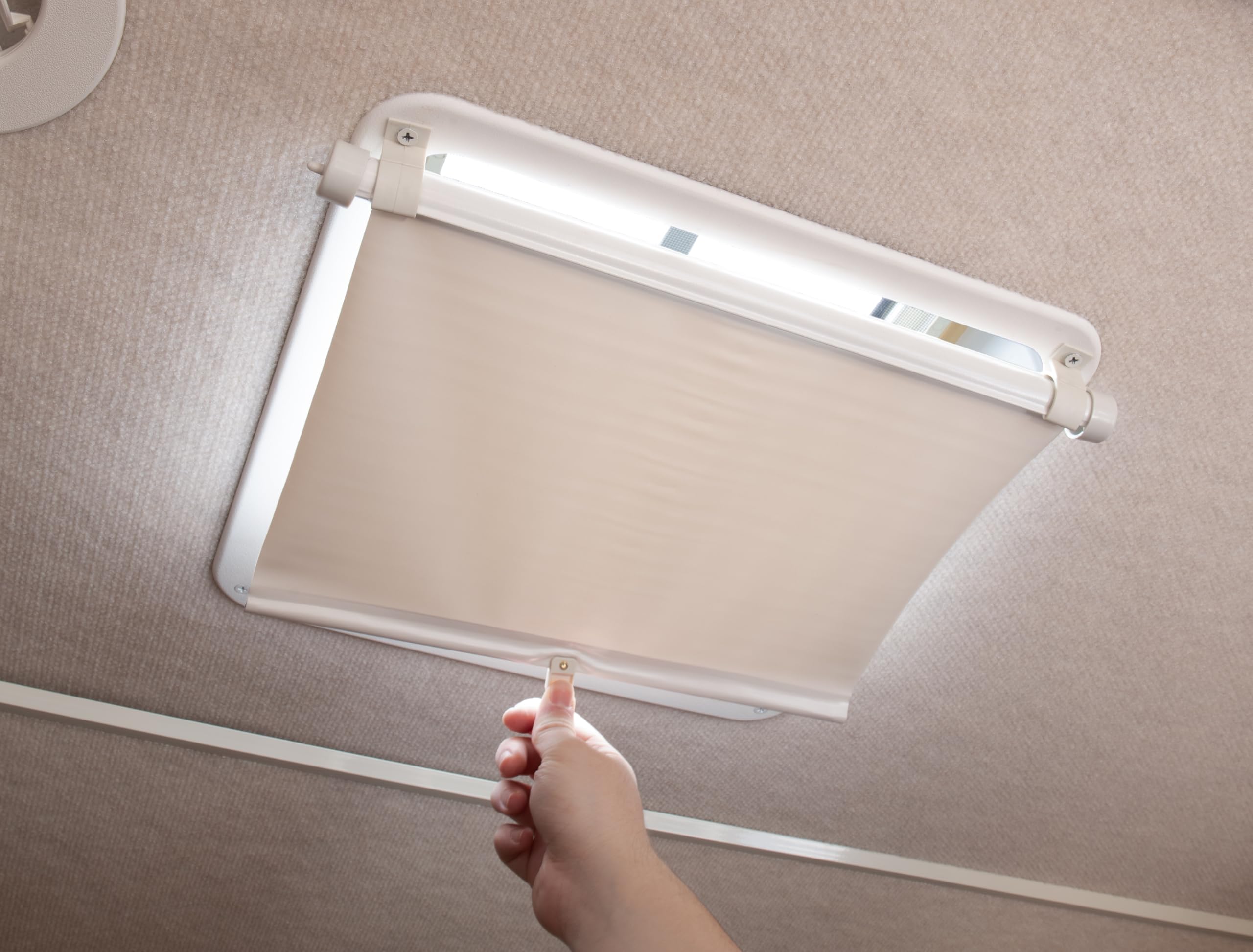 Camco 42913 Retractable Lights Out Vent Shade (Cream),14 Inch x 19 Inch