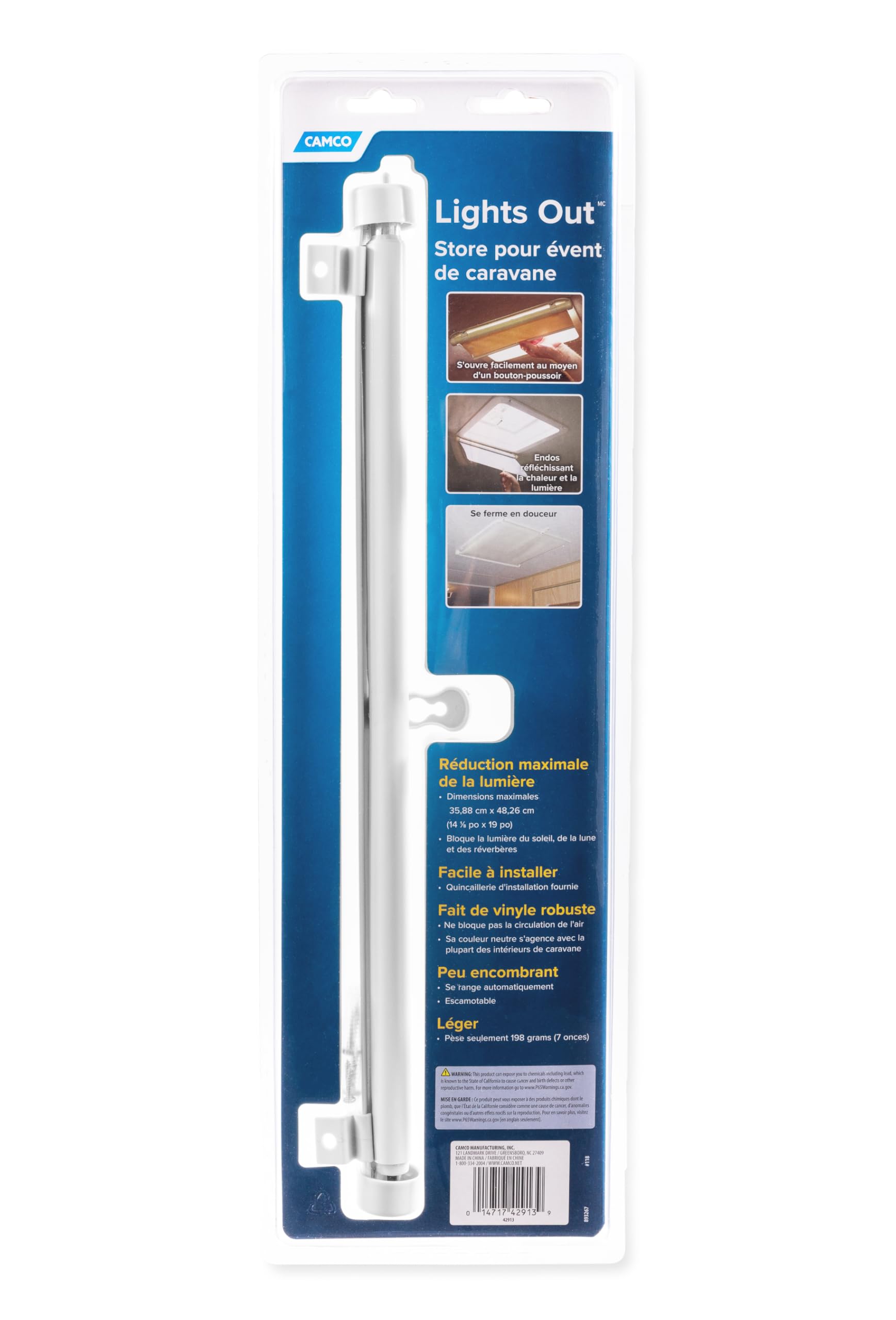 Camco 42913 Retractable Lights Out Vent Shade (Cream),14 Inch x 19 Inch