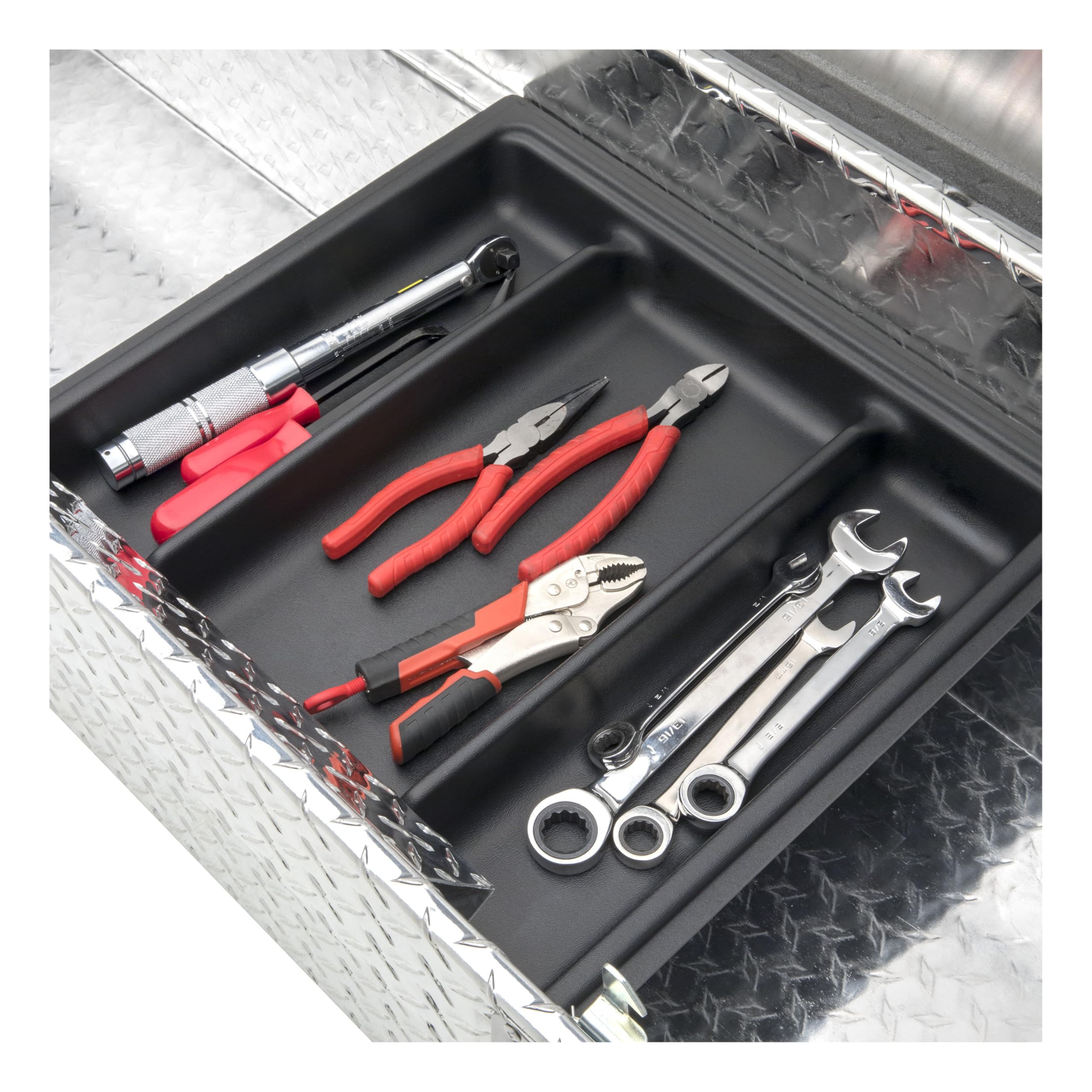 UWS TBS-69-R 69" Single Lid Crossover Tool Box with Beveled Insulated Lid and Rails