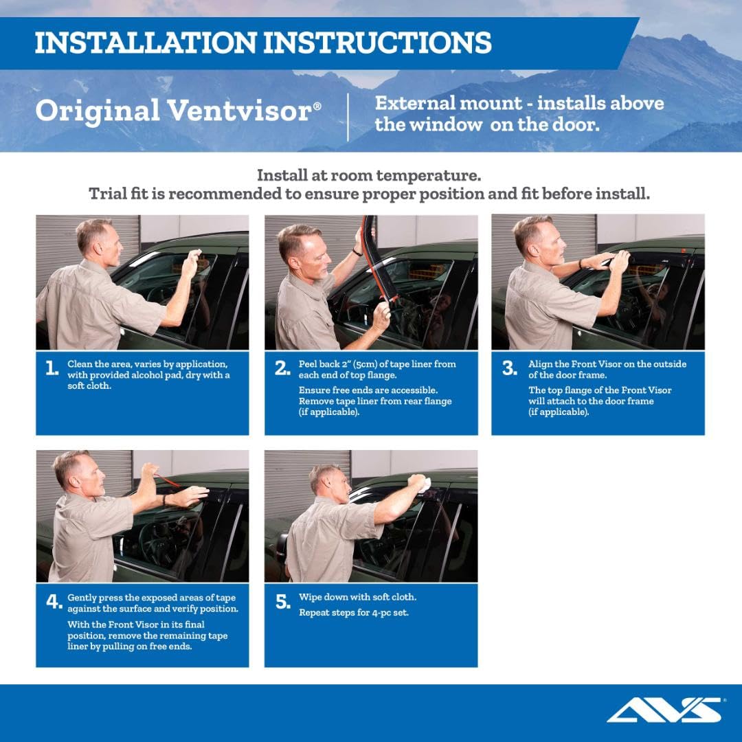 Auto Ventshade [AVS] Ventvisor / Rain Guards | Outside Mount, Smoke Color, 2 pc | 92623 | Fits 1995 - 2005 Chevrolet Cavalier Coupe/Pontiac Sunfire Coupe