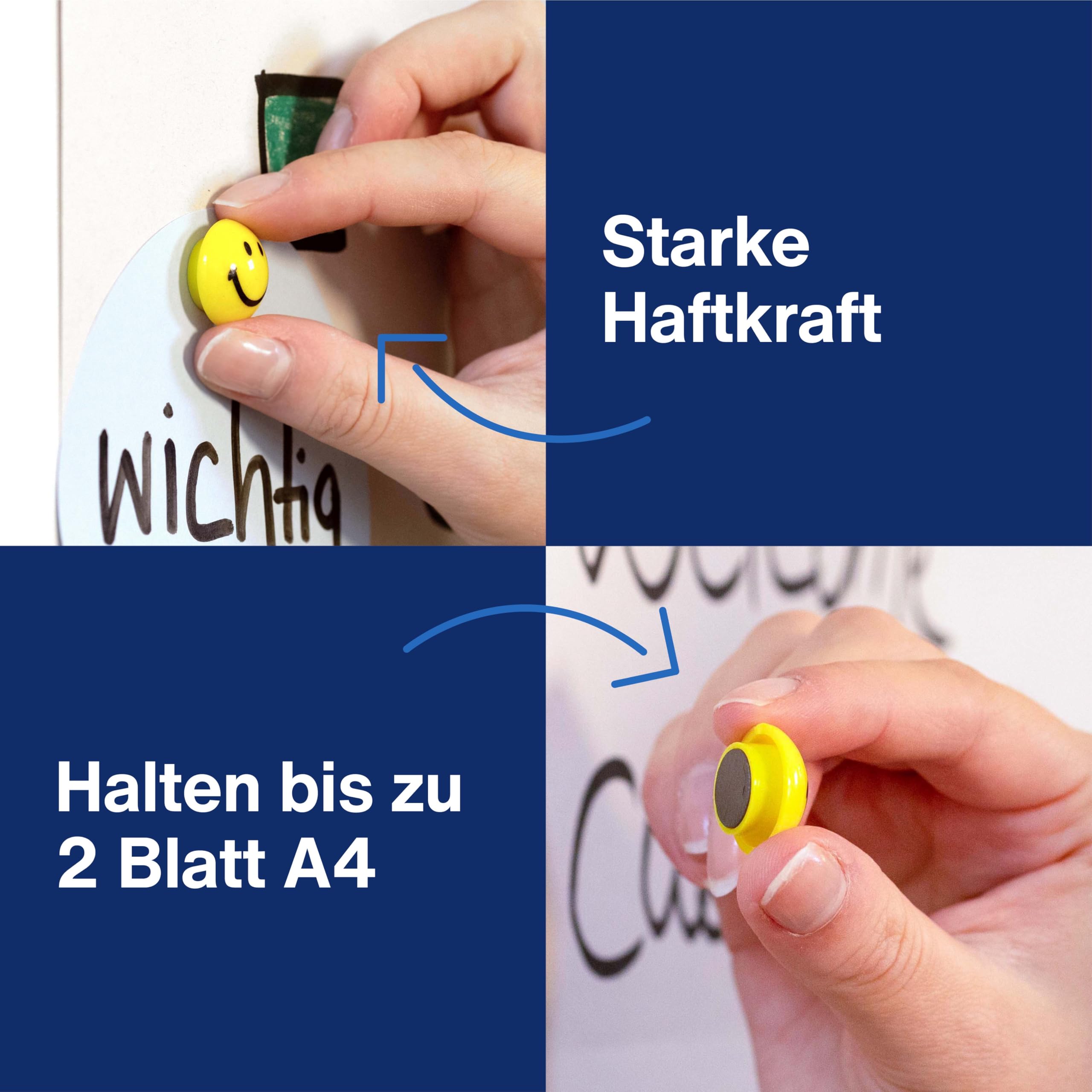 magnetoplan Smiley Face Magnets Diameter 40 mm Pack of 6, Yellow/Black