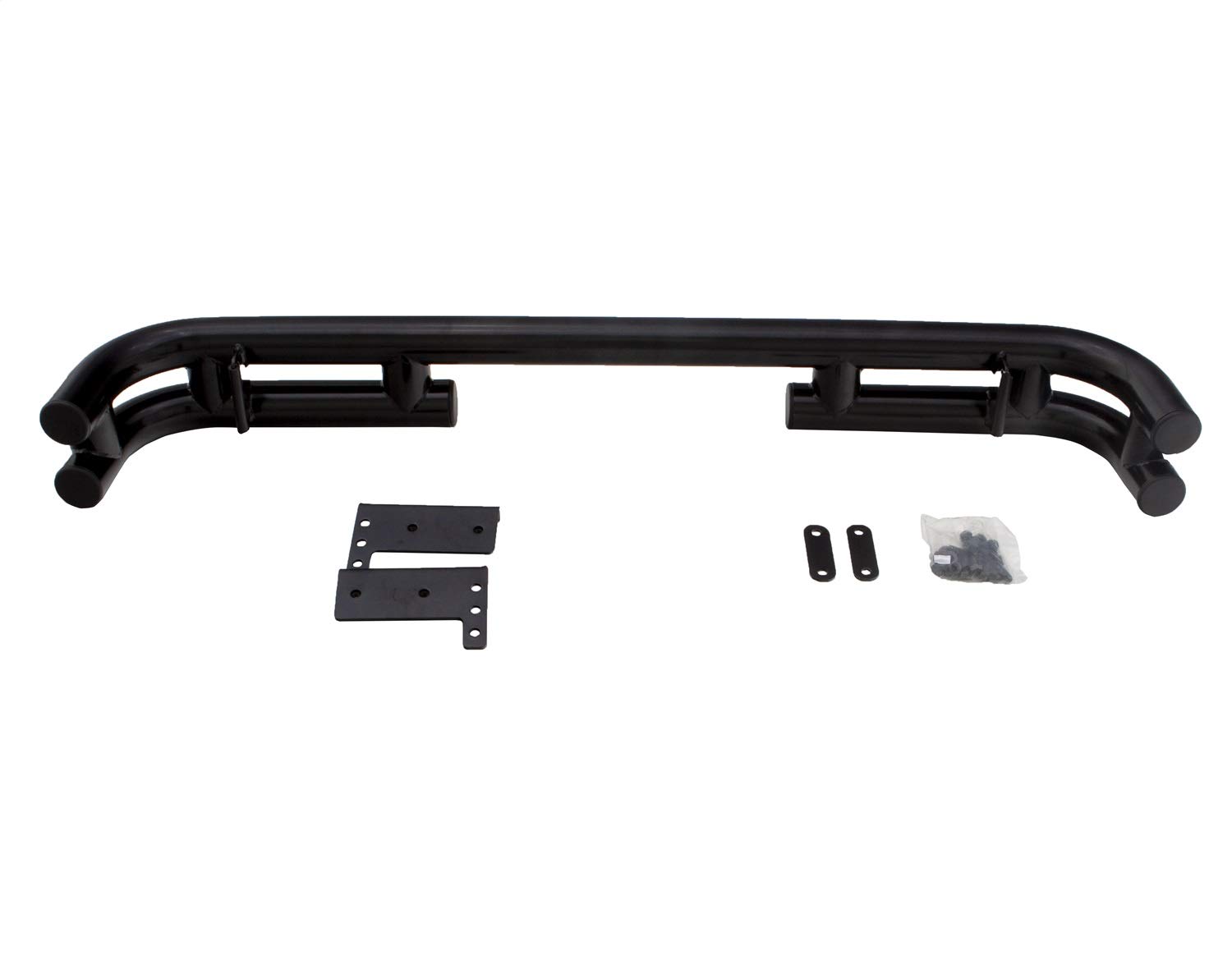 Rampage Double Tube Rear Bumper with Hitch Receiver | Steel, Black | 7648 | Fits 1976 - 2006 Jeep CJ, Wrangler YJ & TJ