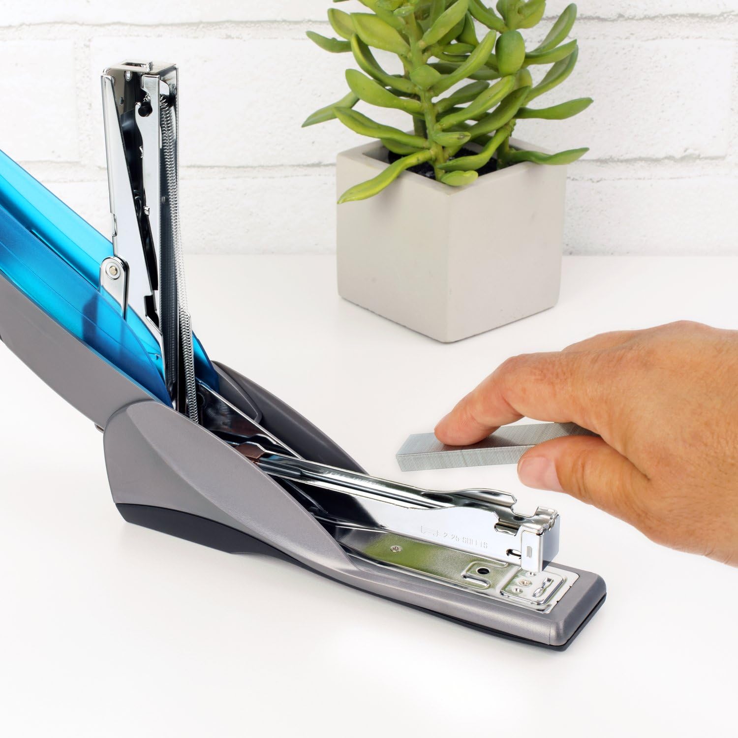 Swingline Stapler, Optima 25, Full Size Desktop Stapler, 25 Sheet Capacity, Reduced Effort, Blue/Gray (66404) - SWI66404