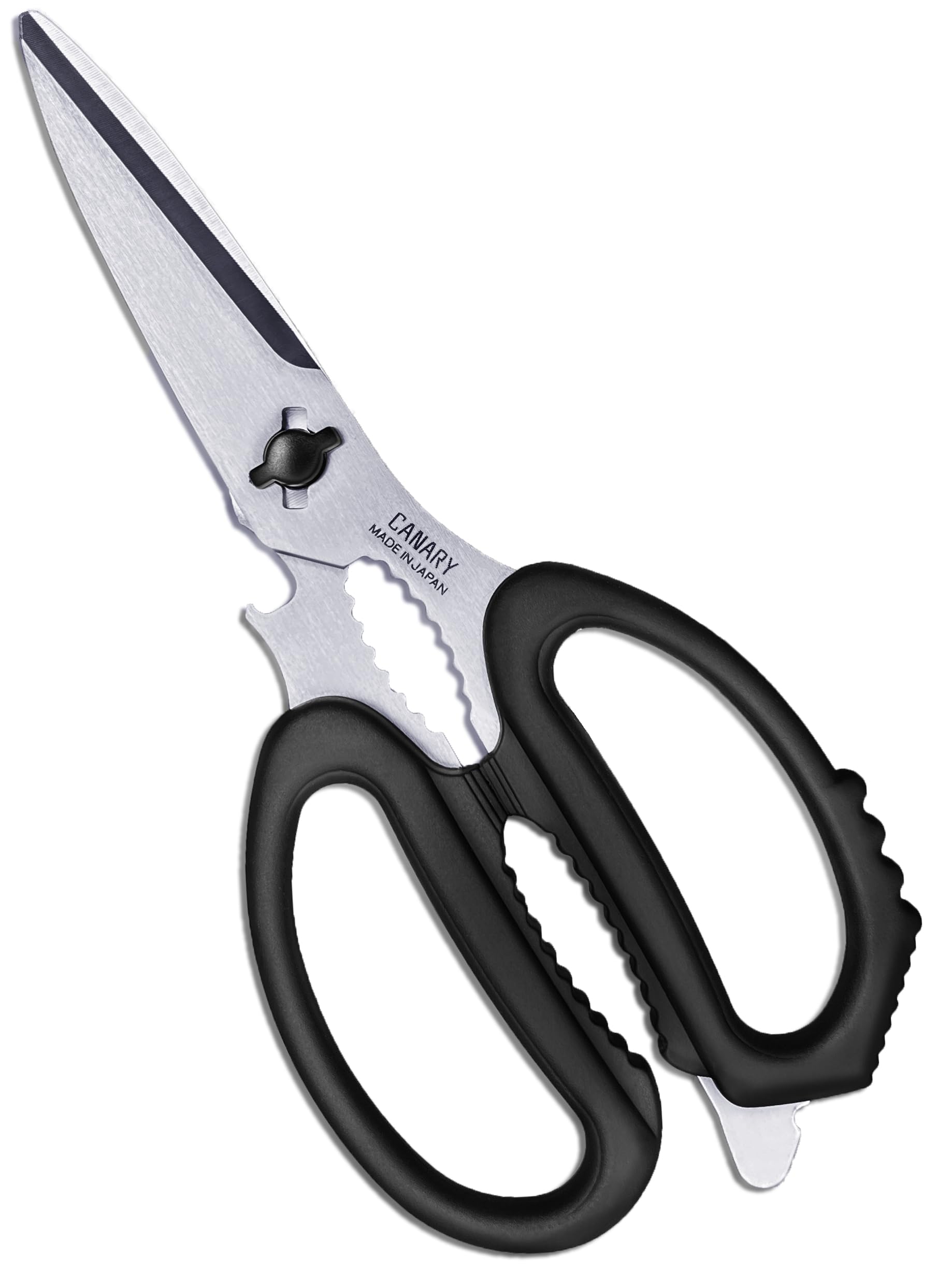 CANARY Japanese Kitchen Shears Heavy Duty, Made in JAPAN, Dishwasher Safe Come Apart Blade, Multipurpose Kitchen Scissors, Sharp Serrated Japanese Stainless Steel, Black