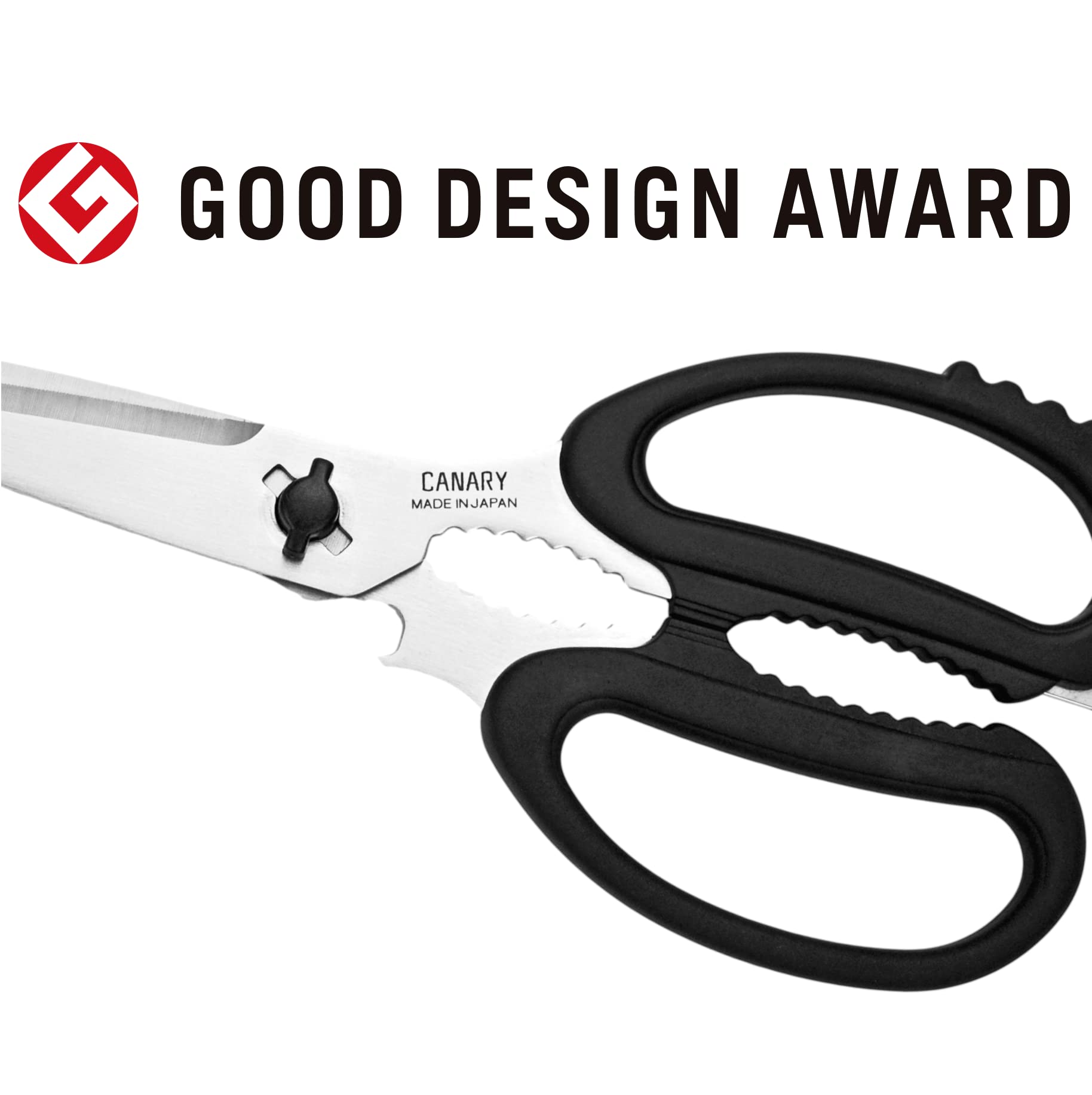CANARY Japanese Kitchen Shears Heavy Duty, Made in JAPAN, Dishwasher Safe Come Apart Blade, Multipurpose Kitchen Scissors, Sharp Serrated Japanese Stainless Steel, Black