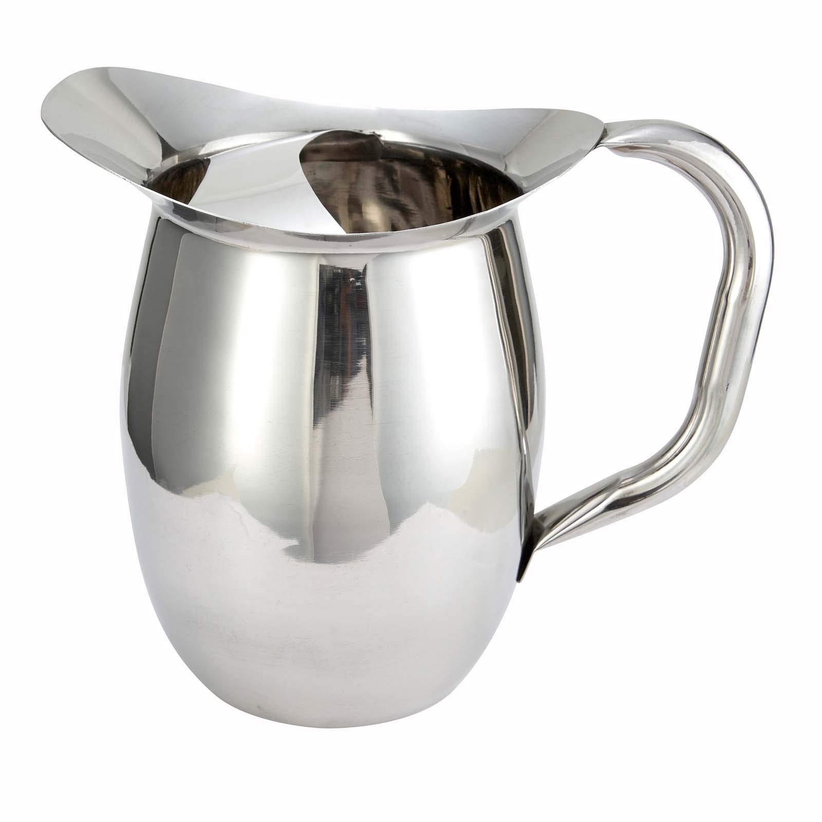 Winco WPB-2C Deluxe Bell Pitcher with Ice Catcher, 2-Quart, Stainless Steel