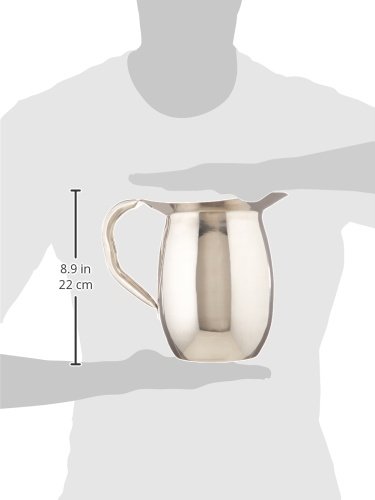 Winco WPB-2C Deluxe Bell Pitcher with Ice Catcher, 2-Quart, Stainless Steel