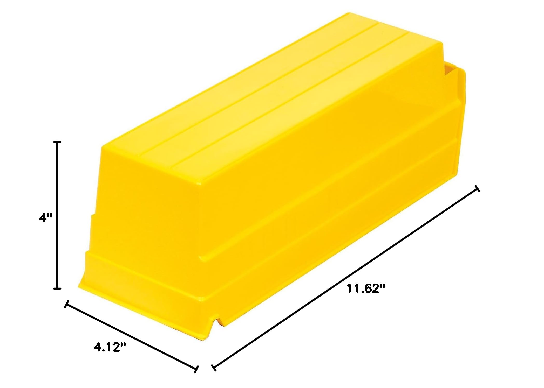 Nestable Shelf Bin, Plastic, 4-1/8"W x 11-5/8"D x 4"H, Yellow, Lot of 24