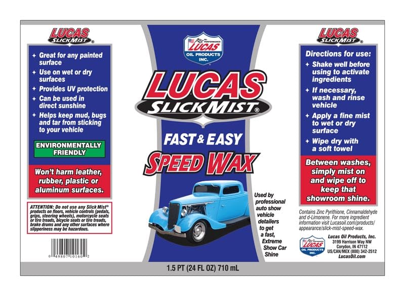 Lucas 10160-6PK Slick Mist Speed Wax - 24 oz., (Pack of 12)